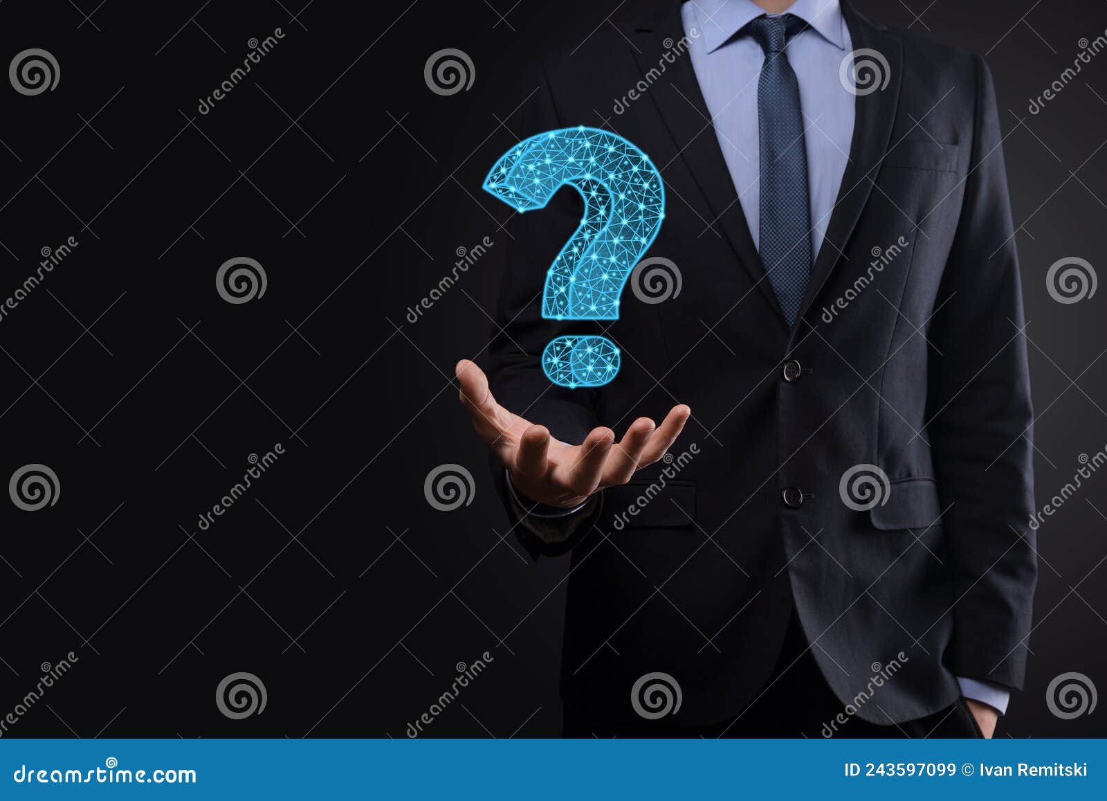 Question Mark. 3d Abstract on Dark Background with Dots and Stars. Ask ...