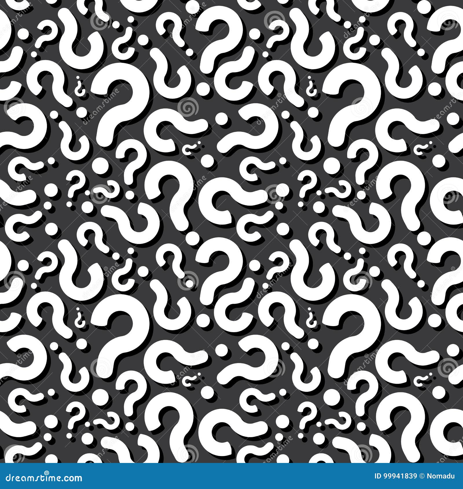 Question Mark Dark Shadow Seamless Pattern Stock Vector - Illustration ...