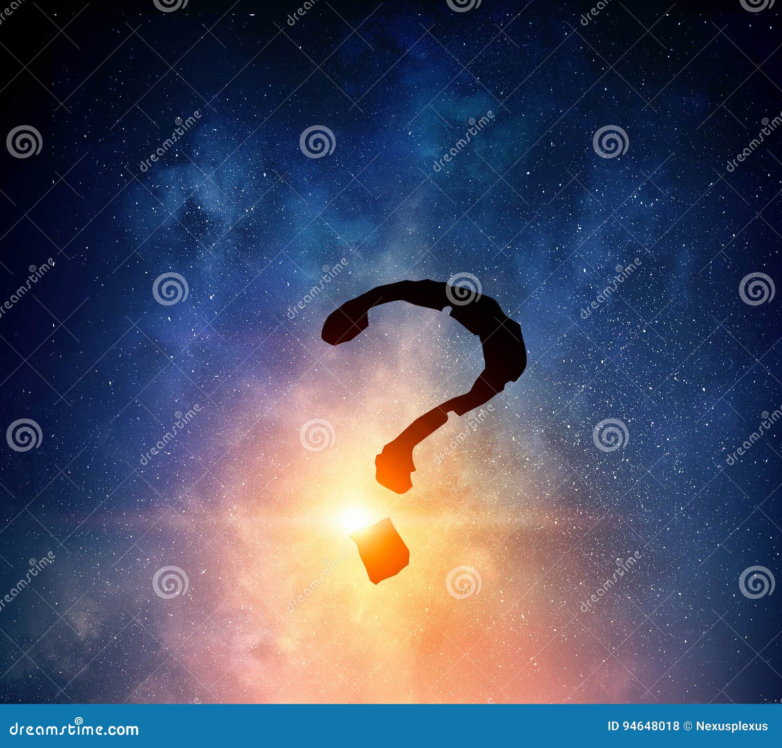 Question Mark in Darkness . Mixed Media Stock Illustration ...