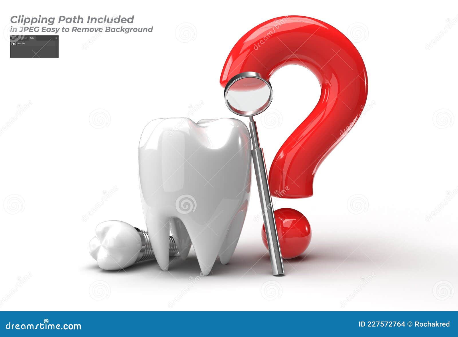 Question Mark with Dental Implants Surgery Concept 3D Rendering Pen ...