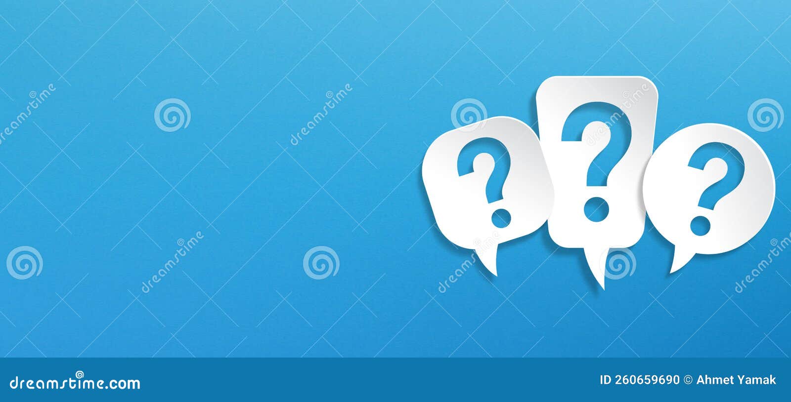 Question Mark Design with Speech Bubbles on Blue Background Stock Photo ...