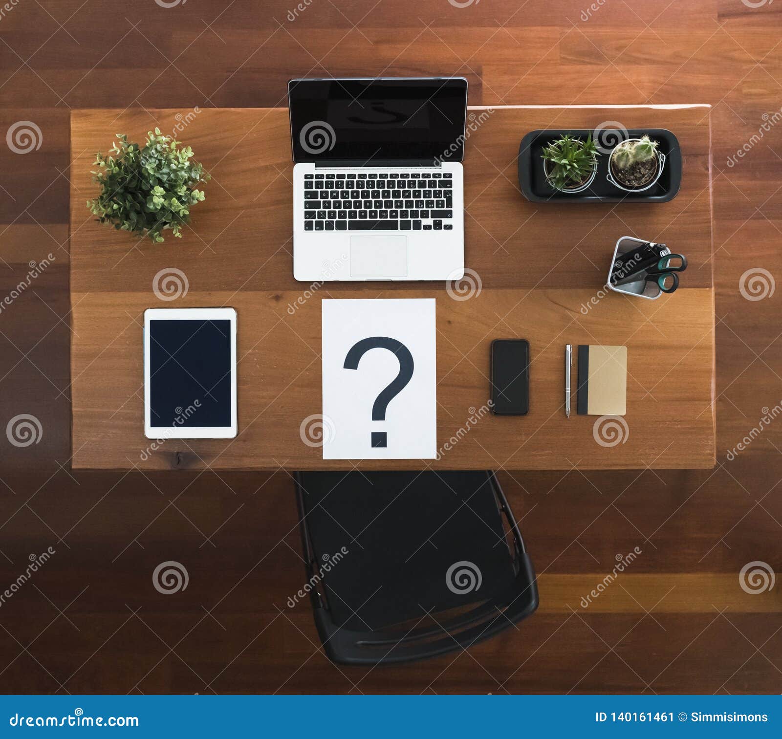 Question Mark on the Desk at Office Stock Image - Image of laptop ...