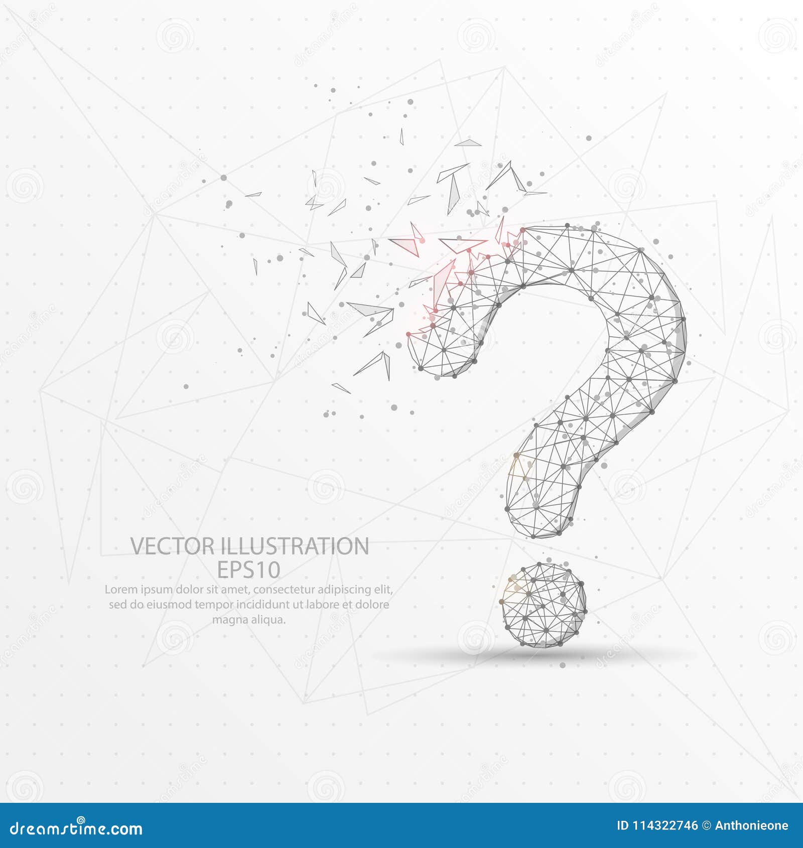 Question Mark Digitally Drawn Low Poly Triangle Wire Frame. Stock ...