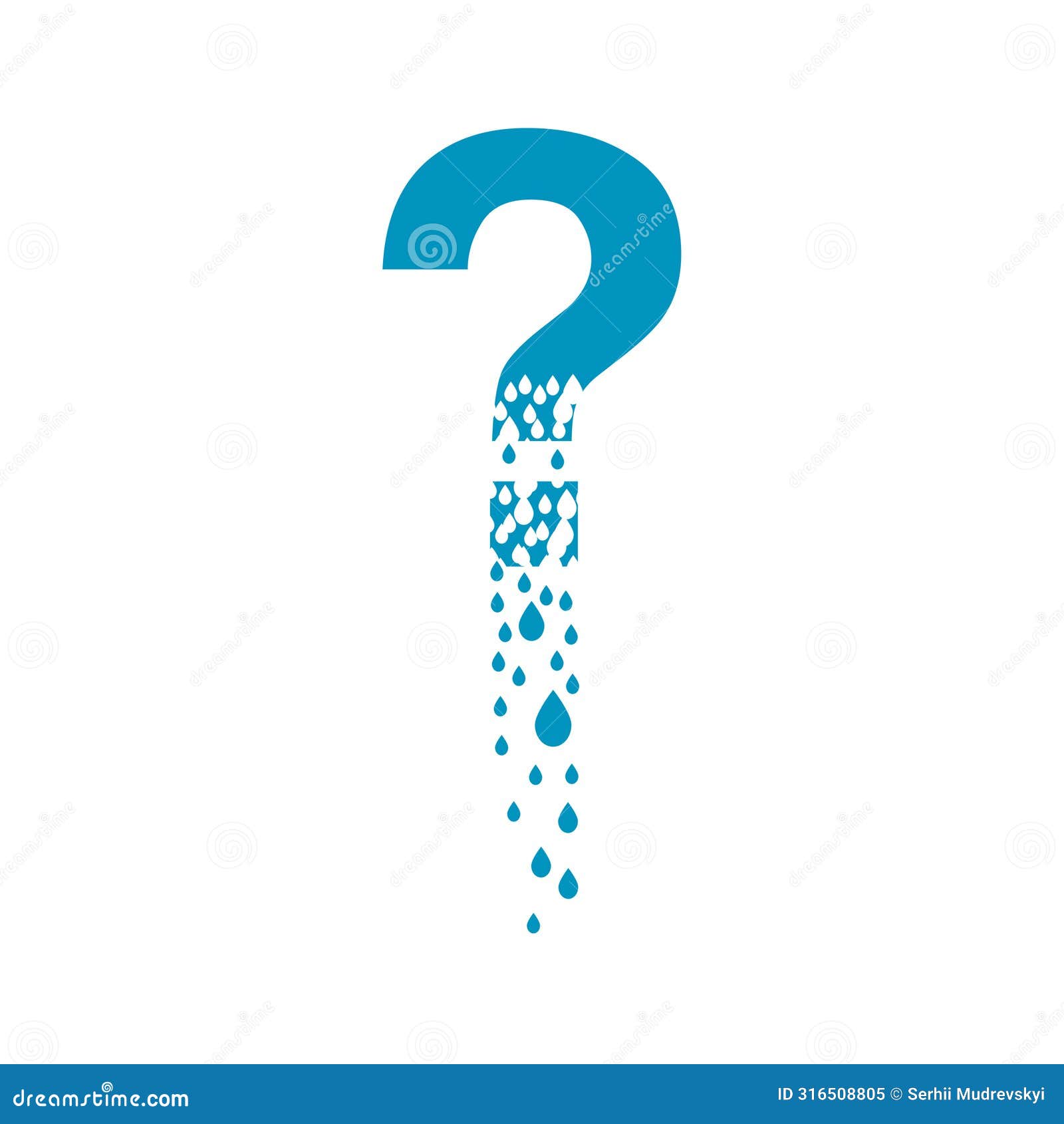 The Question Mark Dissolves into Droplets. Drops of Liquid Fall Out As ...