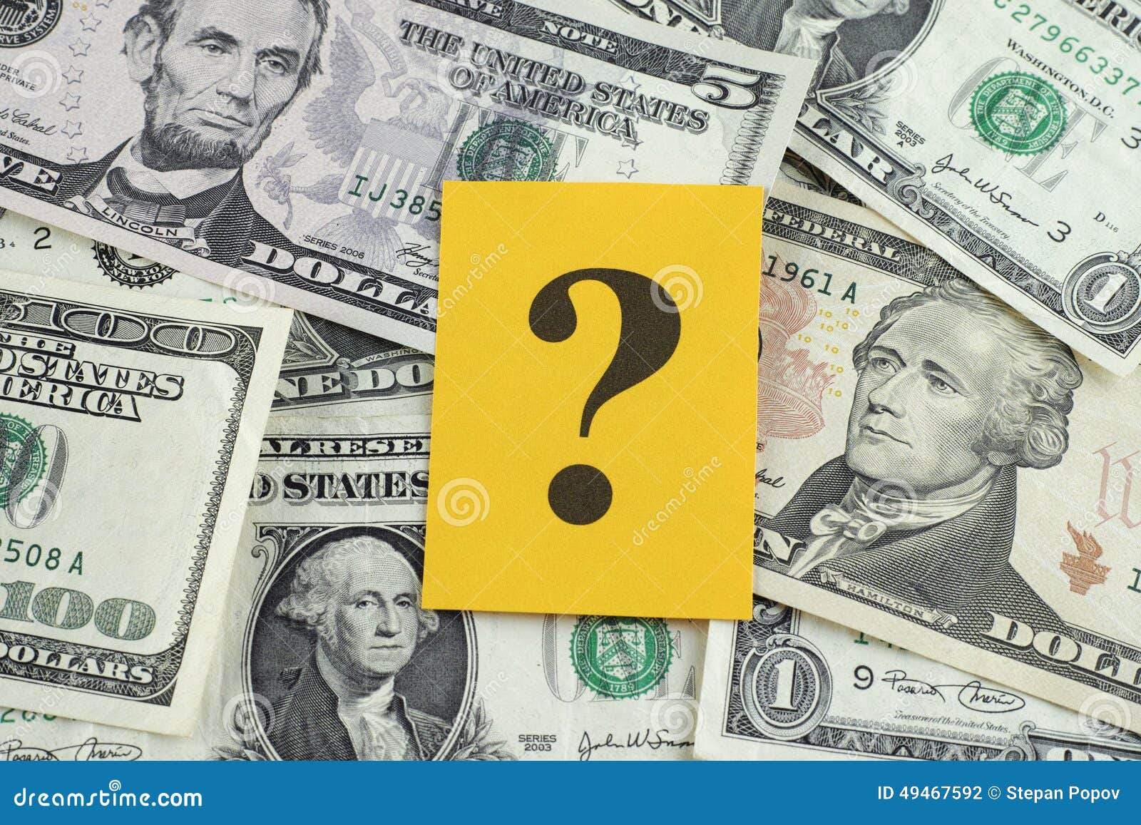 Question Mark on Dollar Banknotes Stock Photo - Image of mark, cuts ...