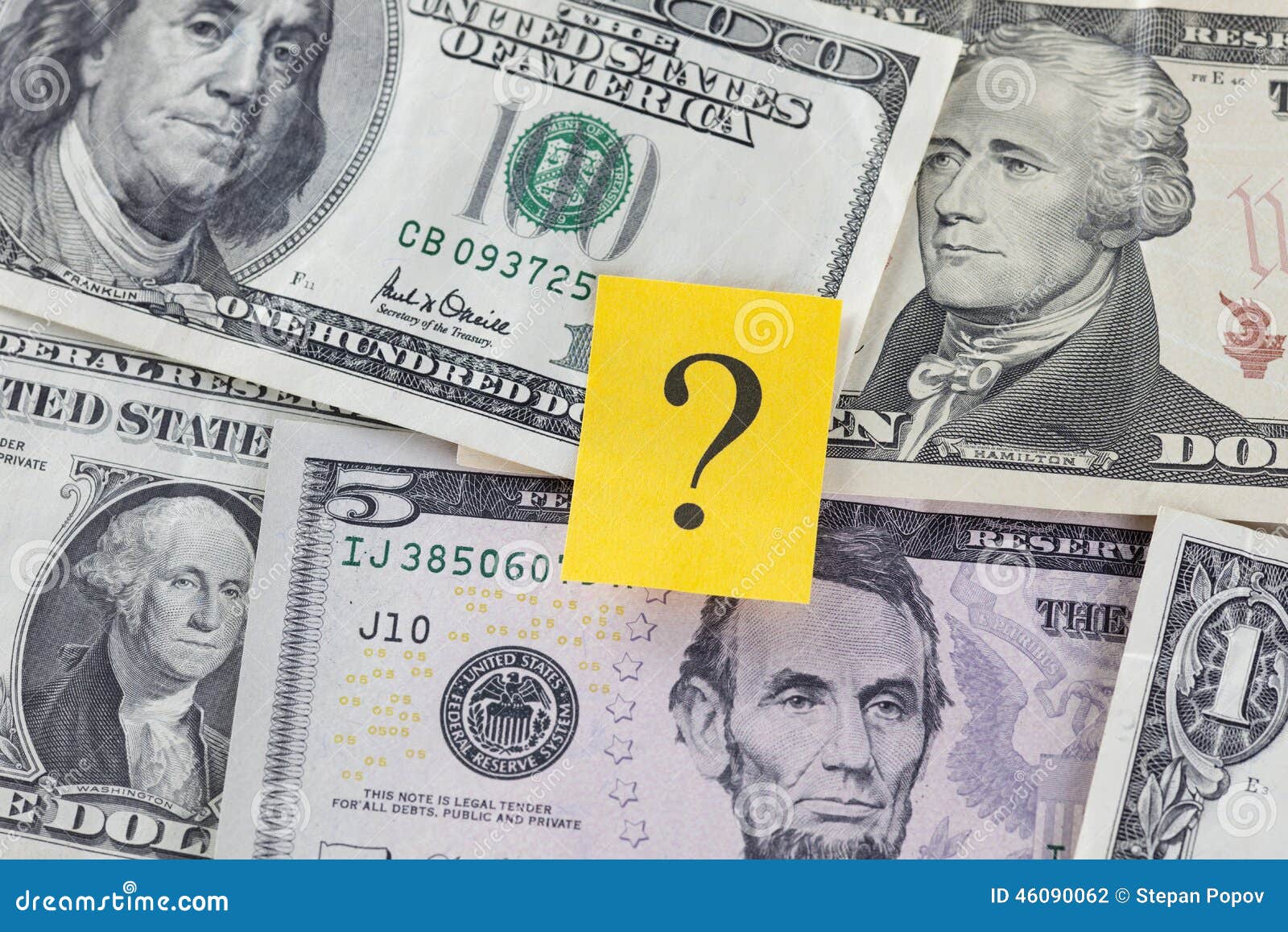 Question Mark on Dollar Bills Stock Photo - Image of horizontal, mark ...
