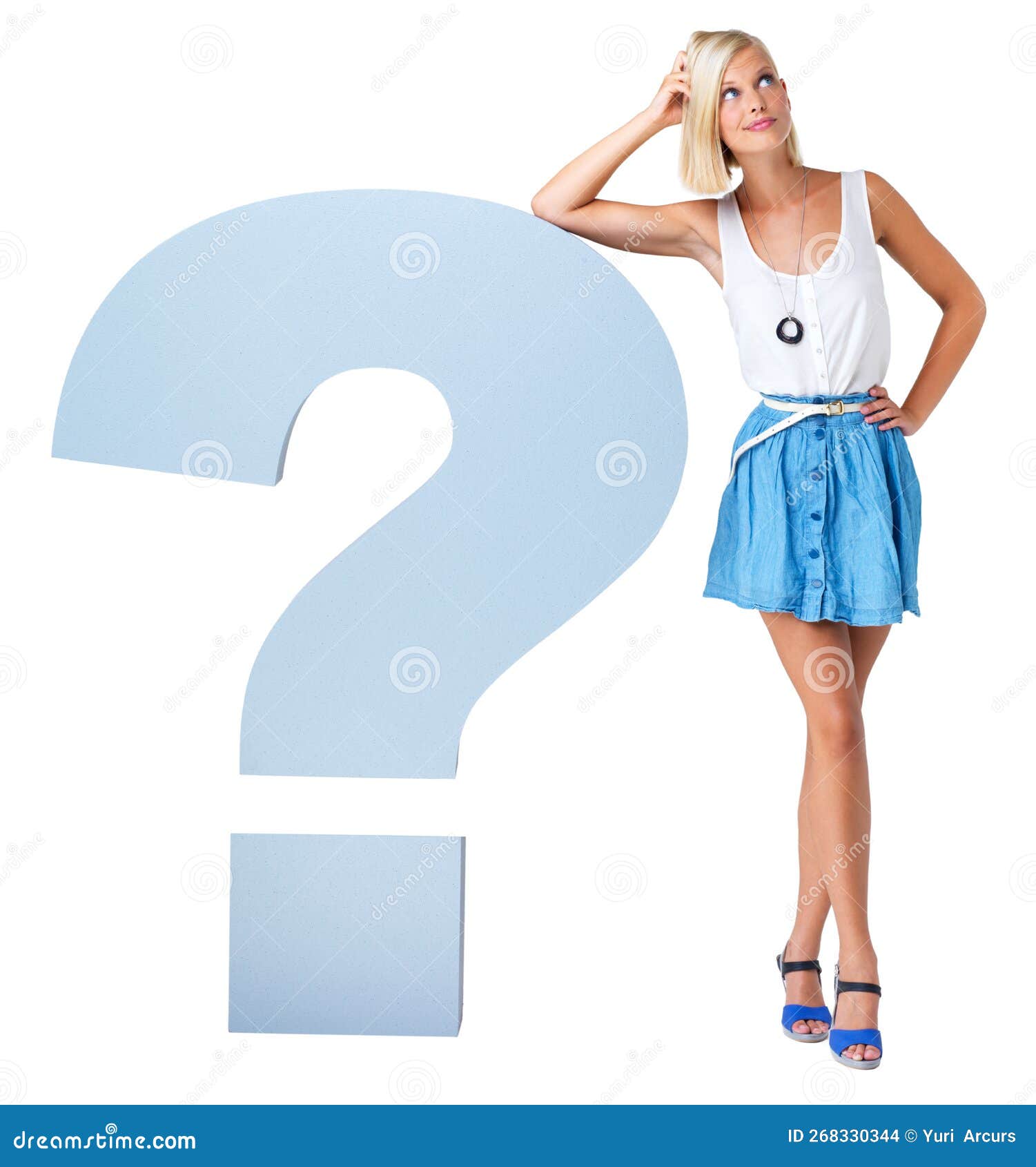 Question Mark, Doubt and Woman in a Studio with Thinking, Curiosity and ...