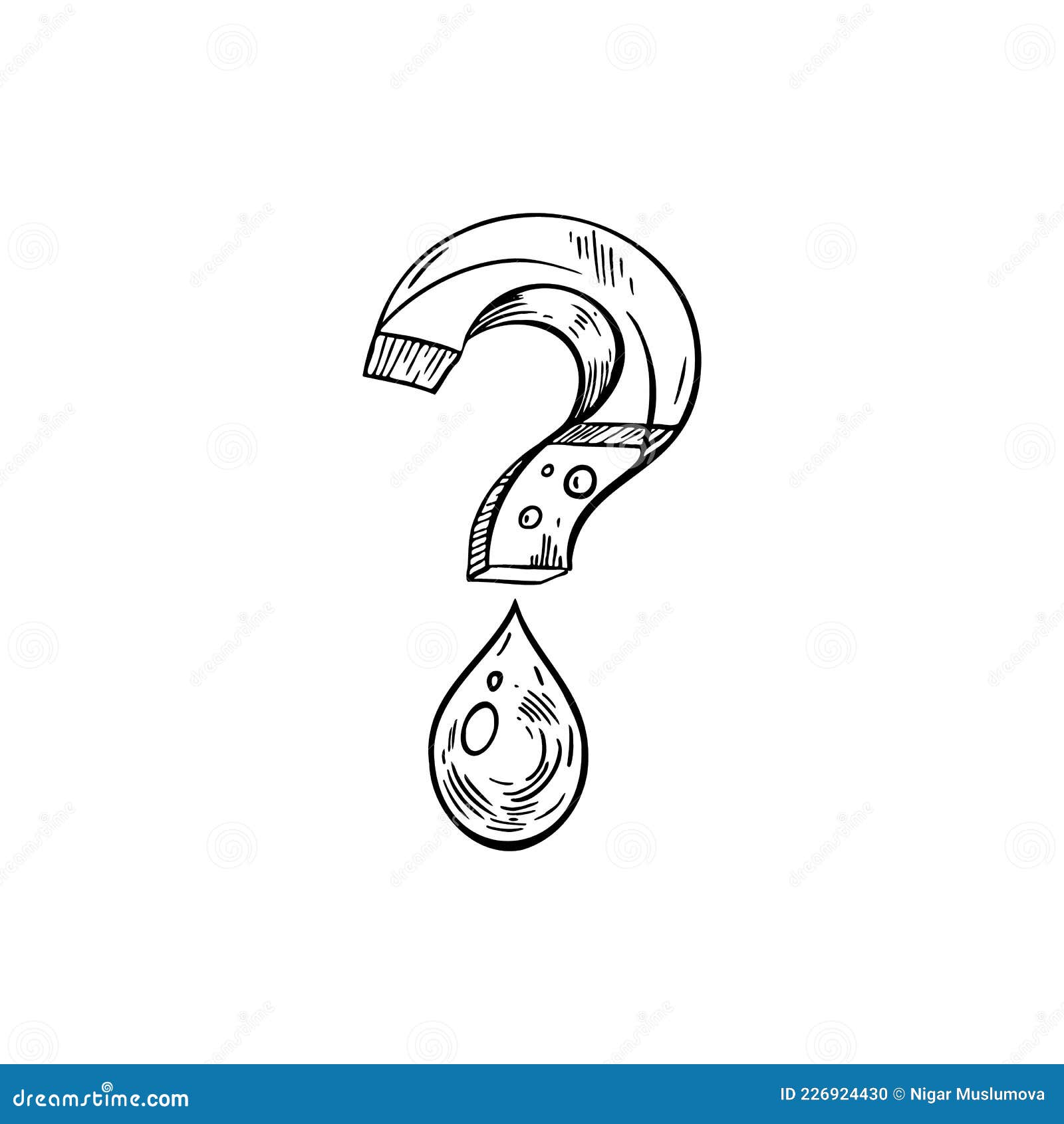Question Mark Drawing, Drop, Water, Liquid Vector Illustration Hand ...