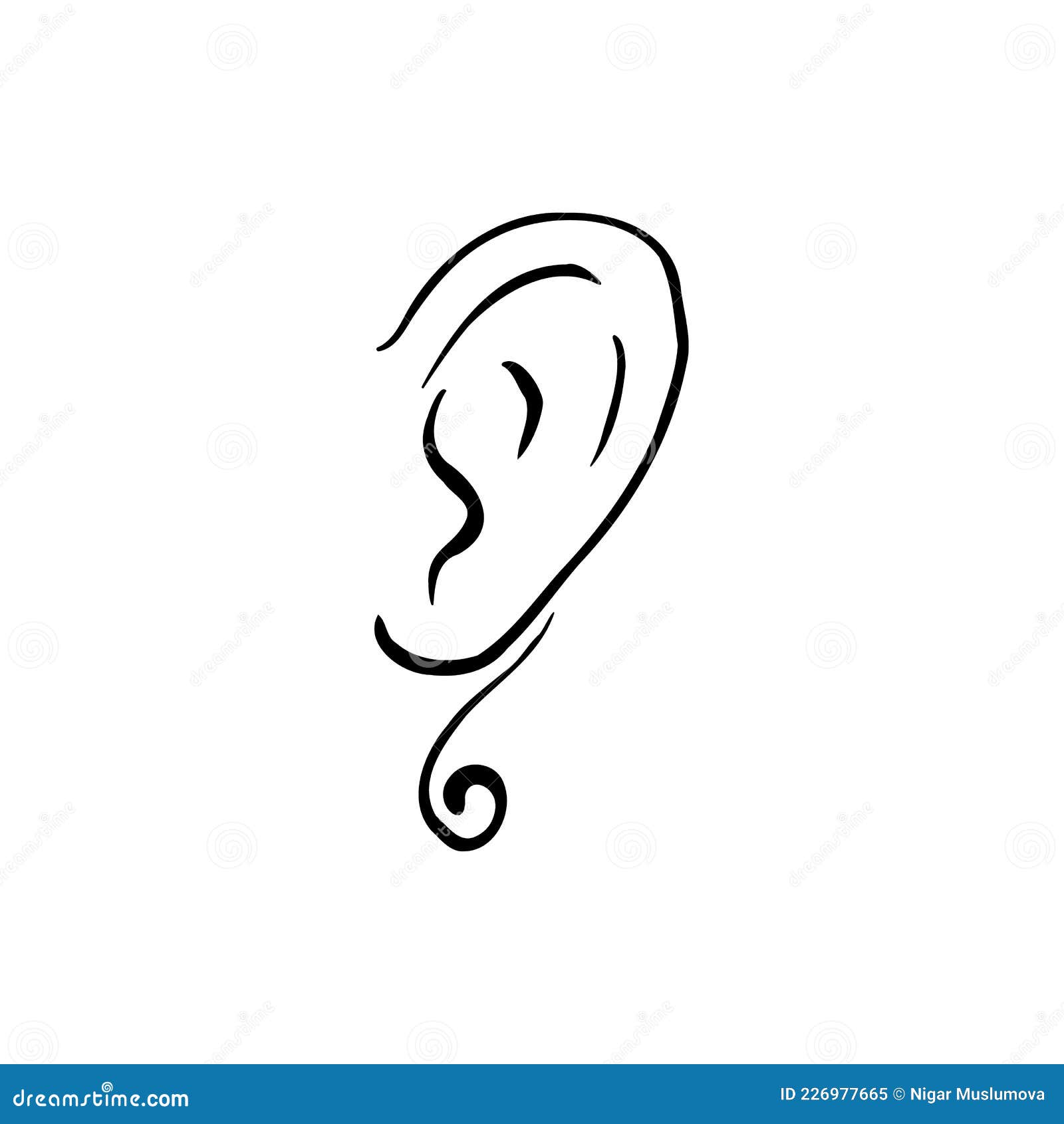 Question Mark Drawing, Ear, Earring Vector Illustration Hand Drawn ...