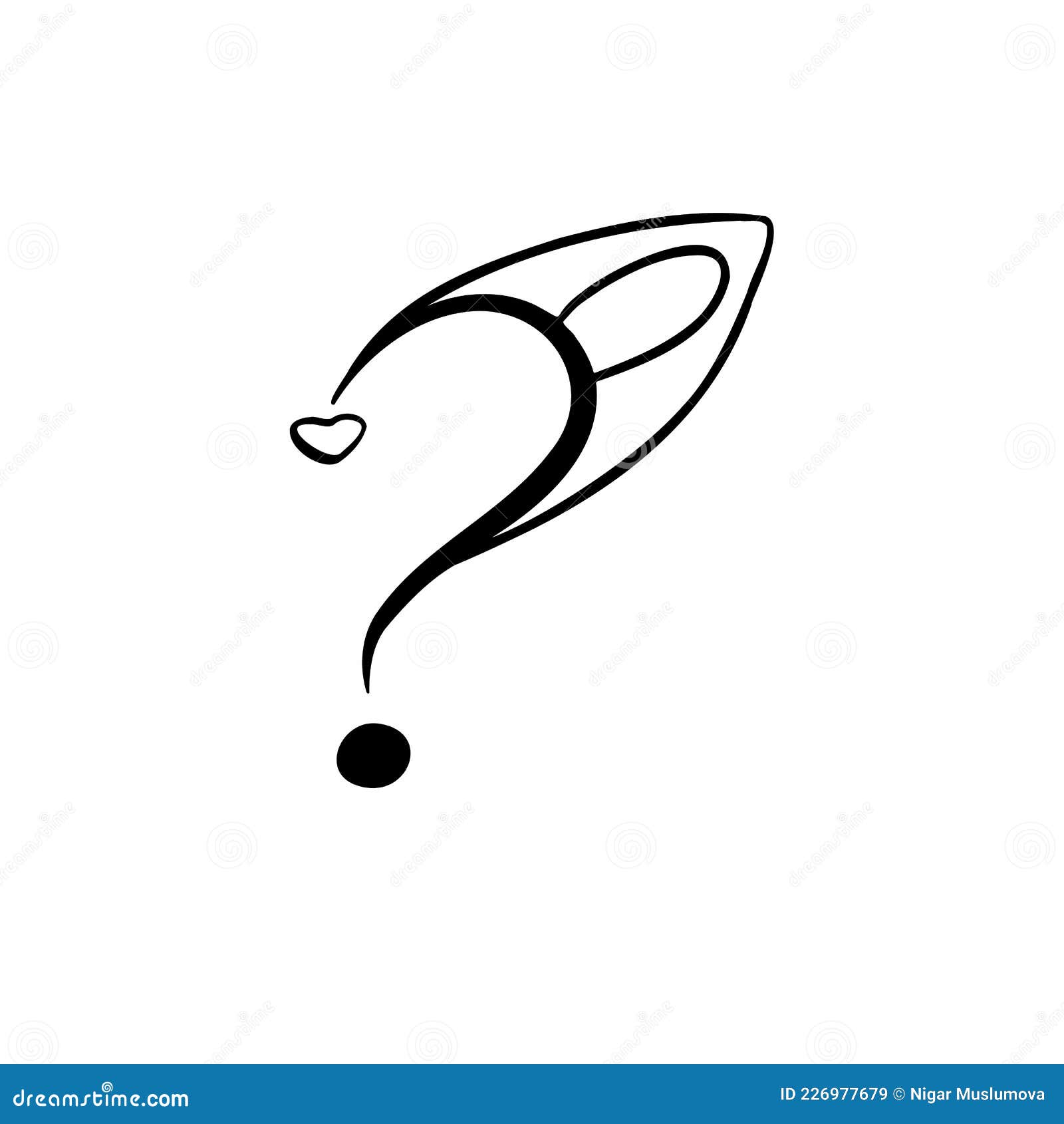 Question Mark Drawing, Ear, Earring Vector Illustration Hand Drawn ...