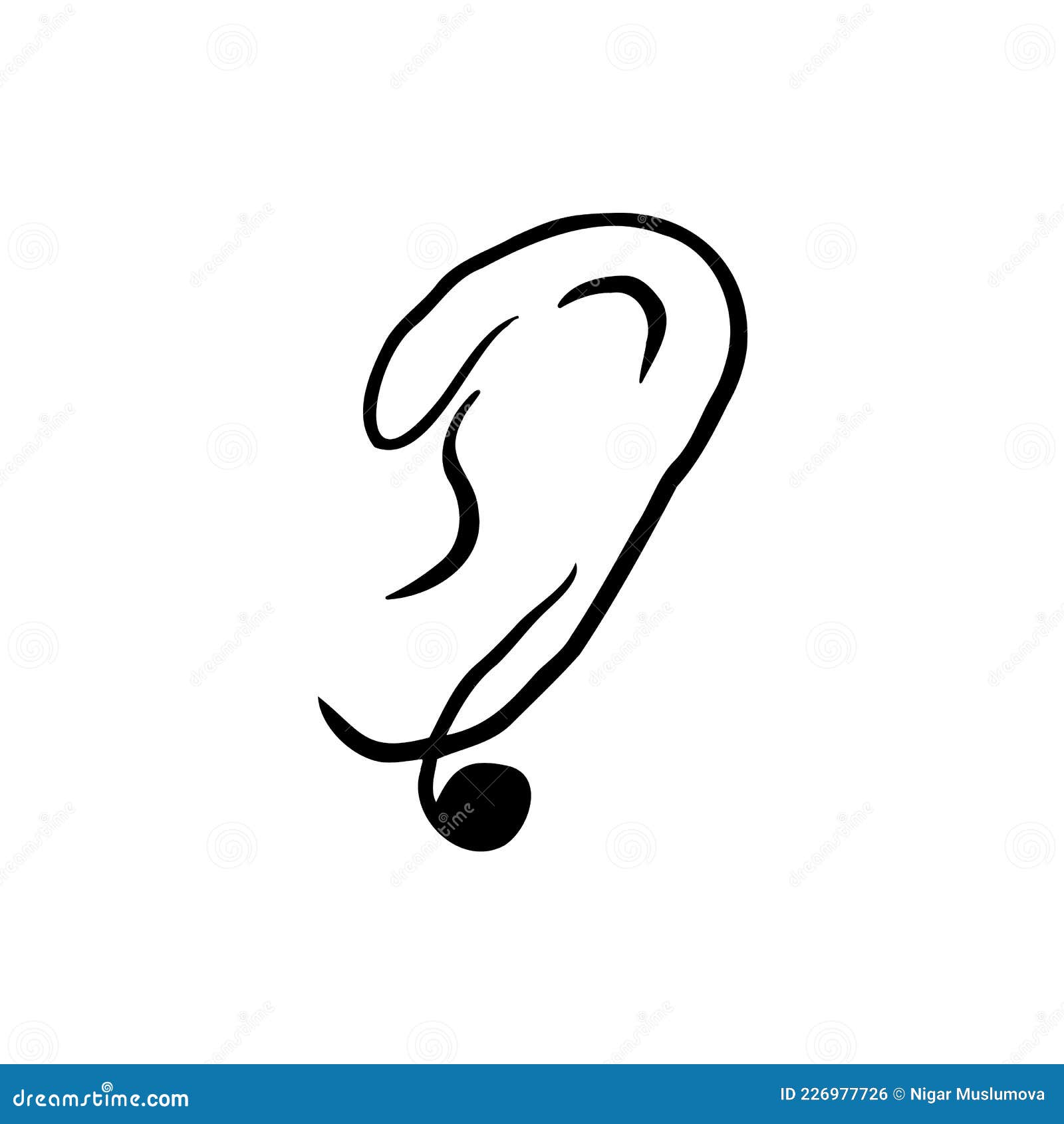 Question Mark Drawing, Ear, Earring Vector Illustration Hand Drawn ...
