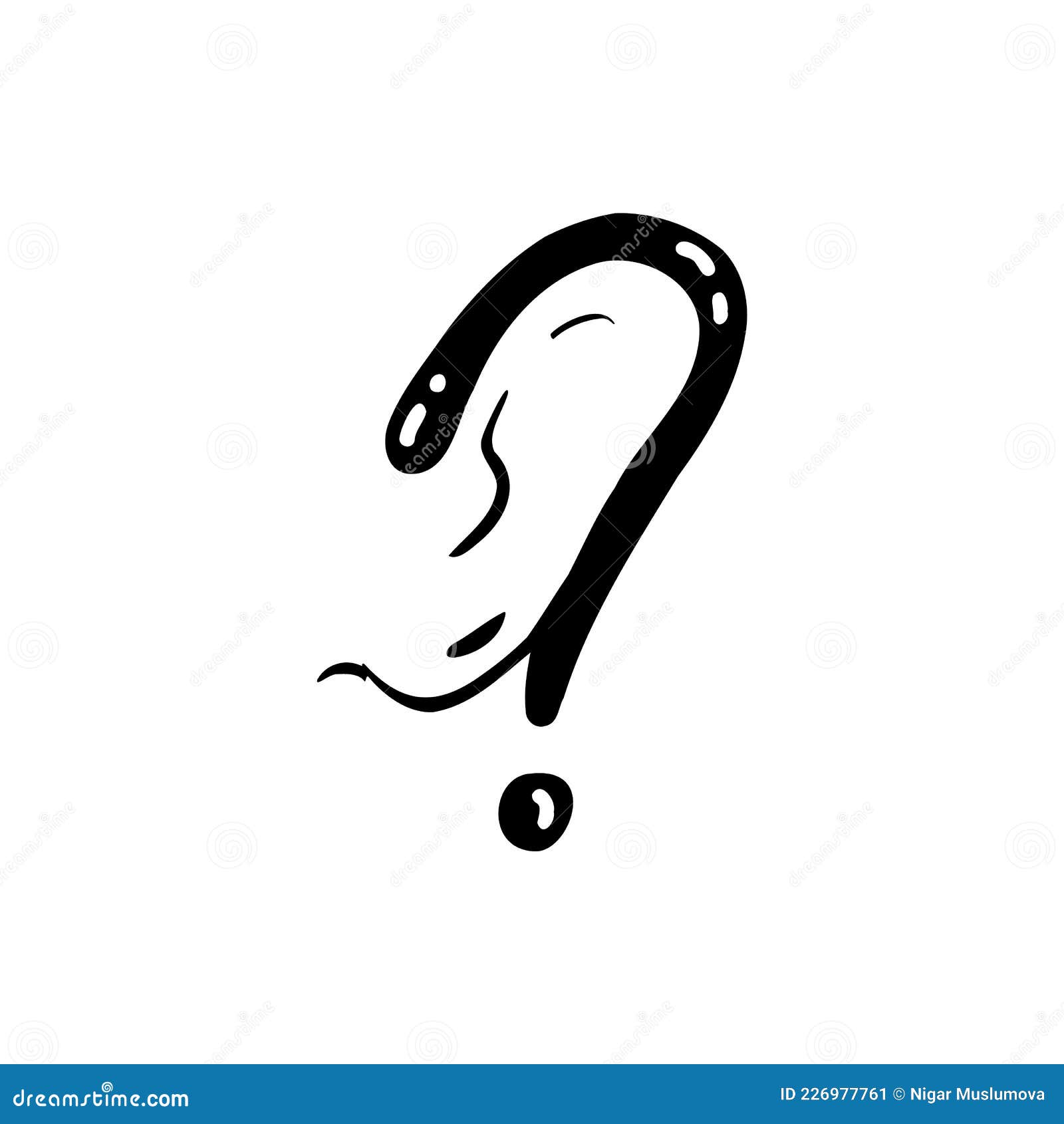 Question Mark Drawing, Ear, Earring Vector Illustration Hand Drawn ...