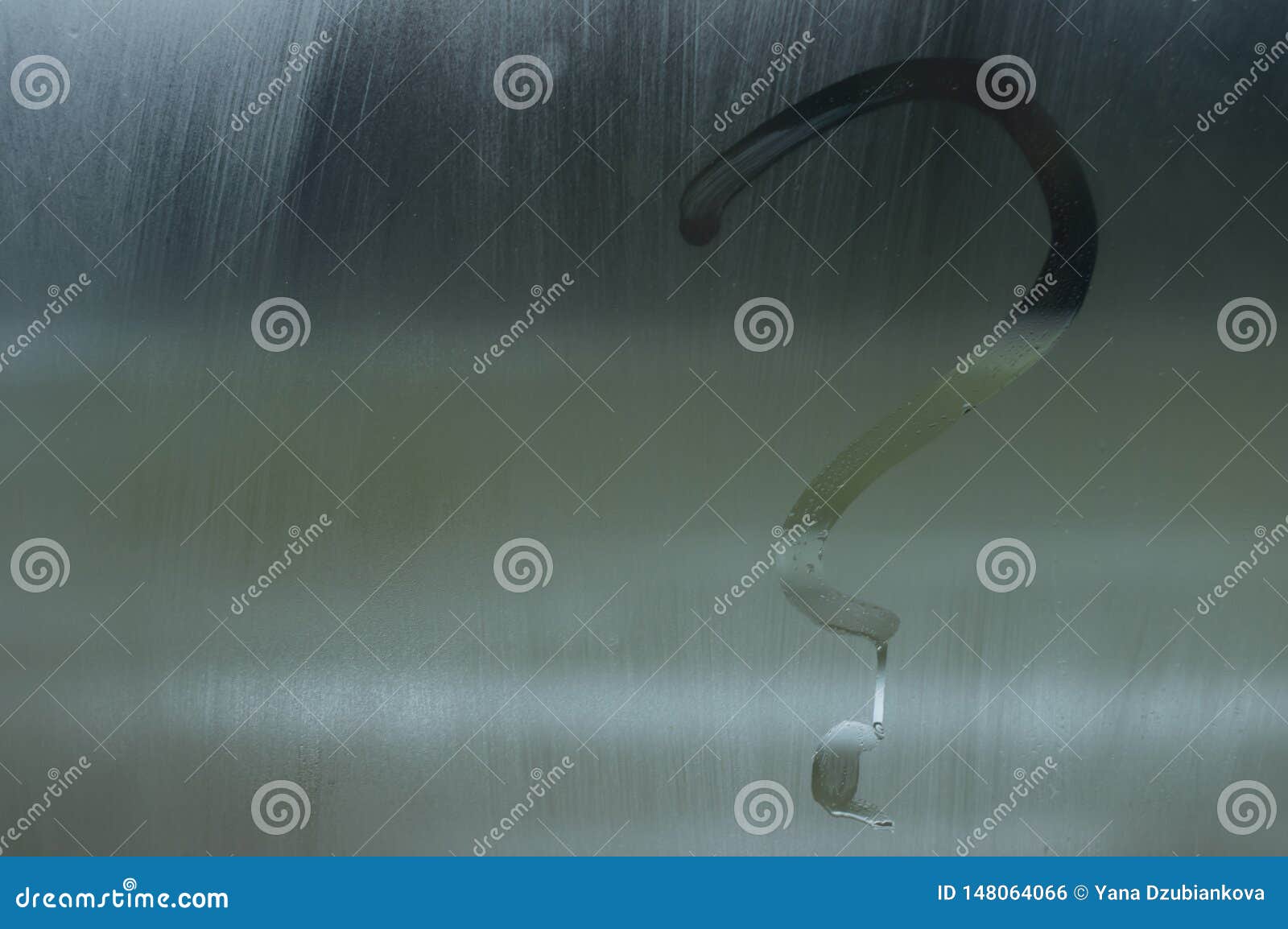 A Question Mark is Drawn with a Finger on a Misted Window. the Question ...