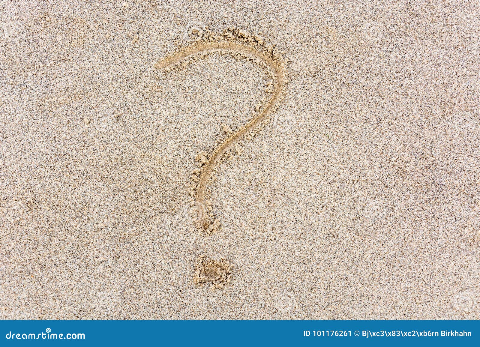 Question Mark Drawn in the Sand from Above Stock Image - Image of ...