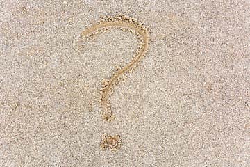 Question Mark Drawn in the Sand from Above Stock Image - Image of ...