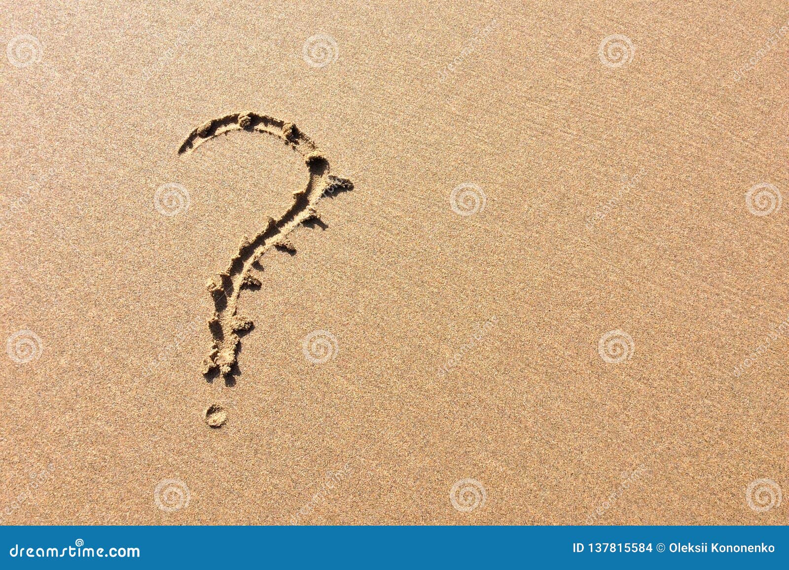 Question Mark Drawn In The Sand, Symbol Of Mystery And Riddles Stock ...