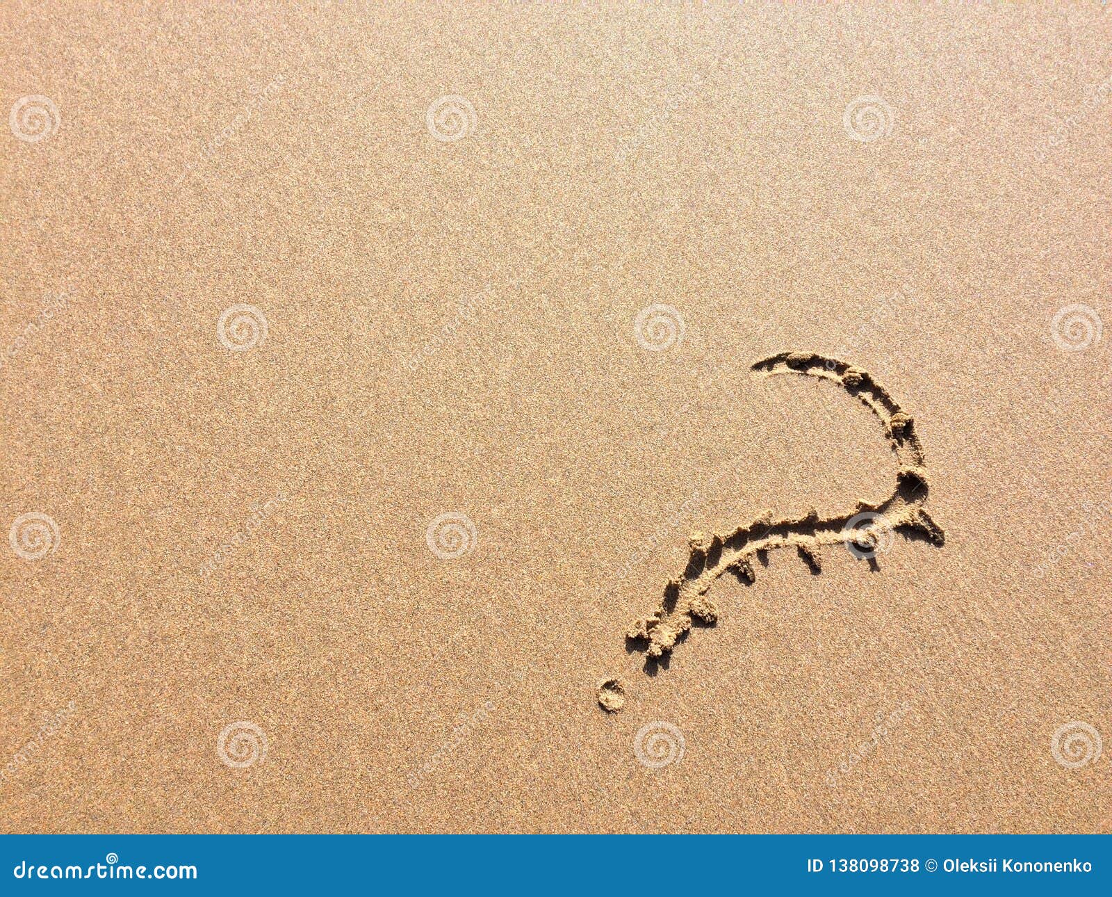 Question Mark Drawn In The Sand, Symbol Of Mystery And Riddles Stock ...