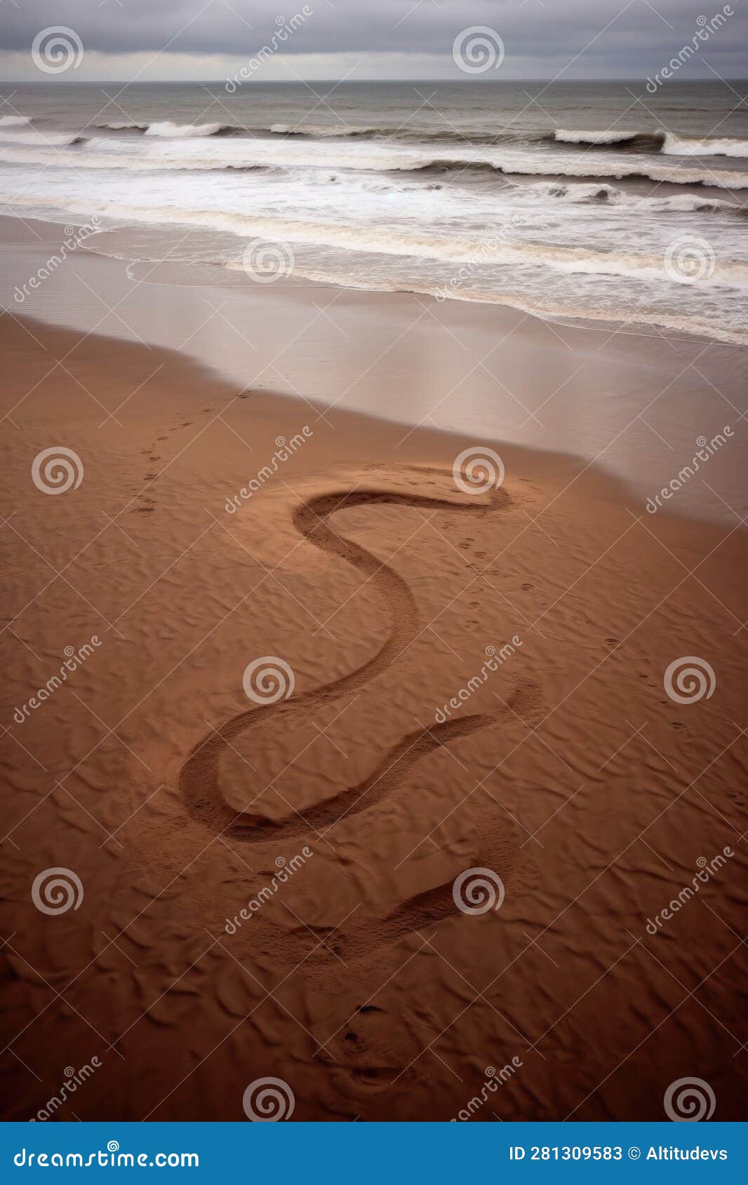 A Question Mark Drawn on a Sandy Beach Near Waves Stock Illustration ...
