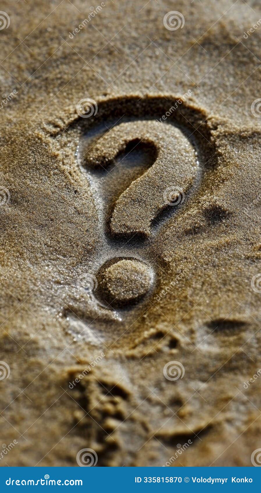 Question Mark Drawn in Wet Sand, Creative Concept Art Stock Photo ...