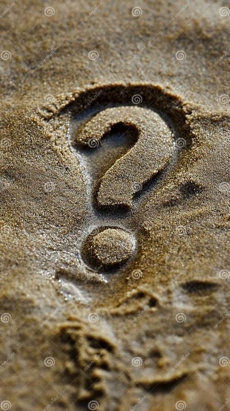 Question Mark Drawn in Wet Sand, Creative Concept Art Stock Photo ...