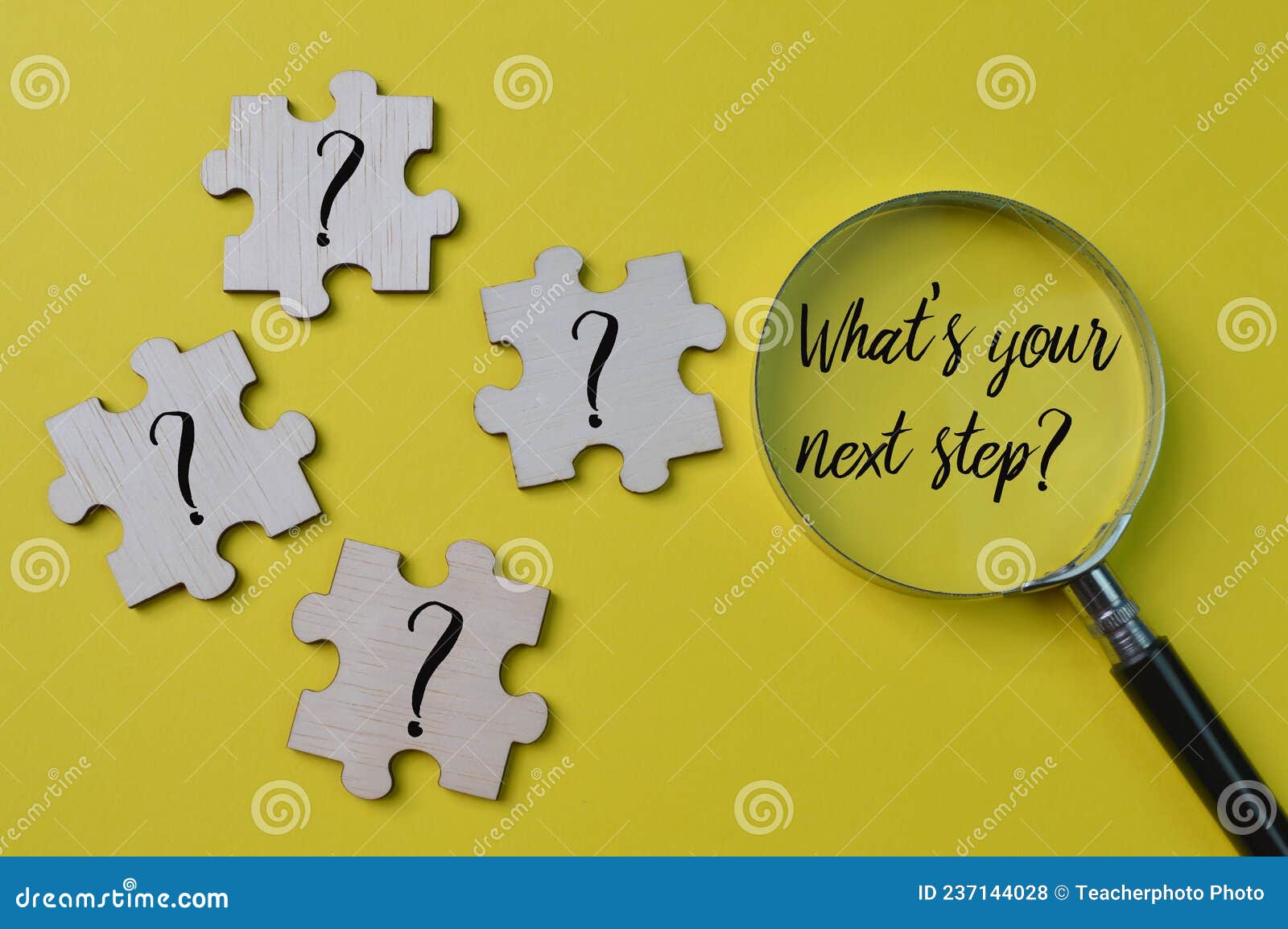 Question Mark Drawn on Wooden Jigsaw Puzzle with Text WHAT`S YOUR NEXT ...