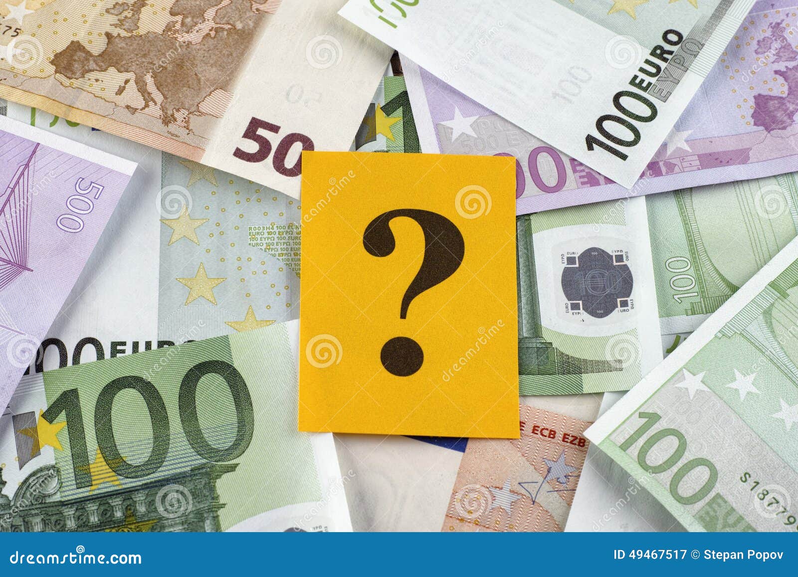 Question Mark on Euro Banknotes Stock Image - Image of investment ...