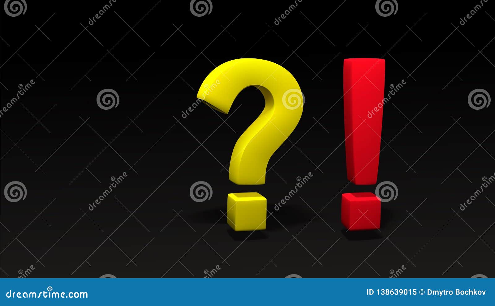 Question Mark and Exclamation Mark. 3D with Perspective. Created Mesh ...