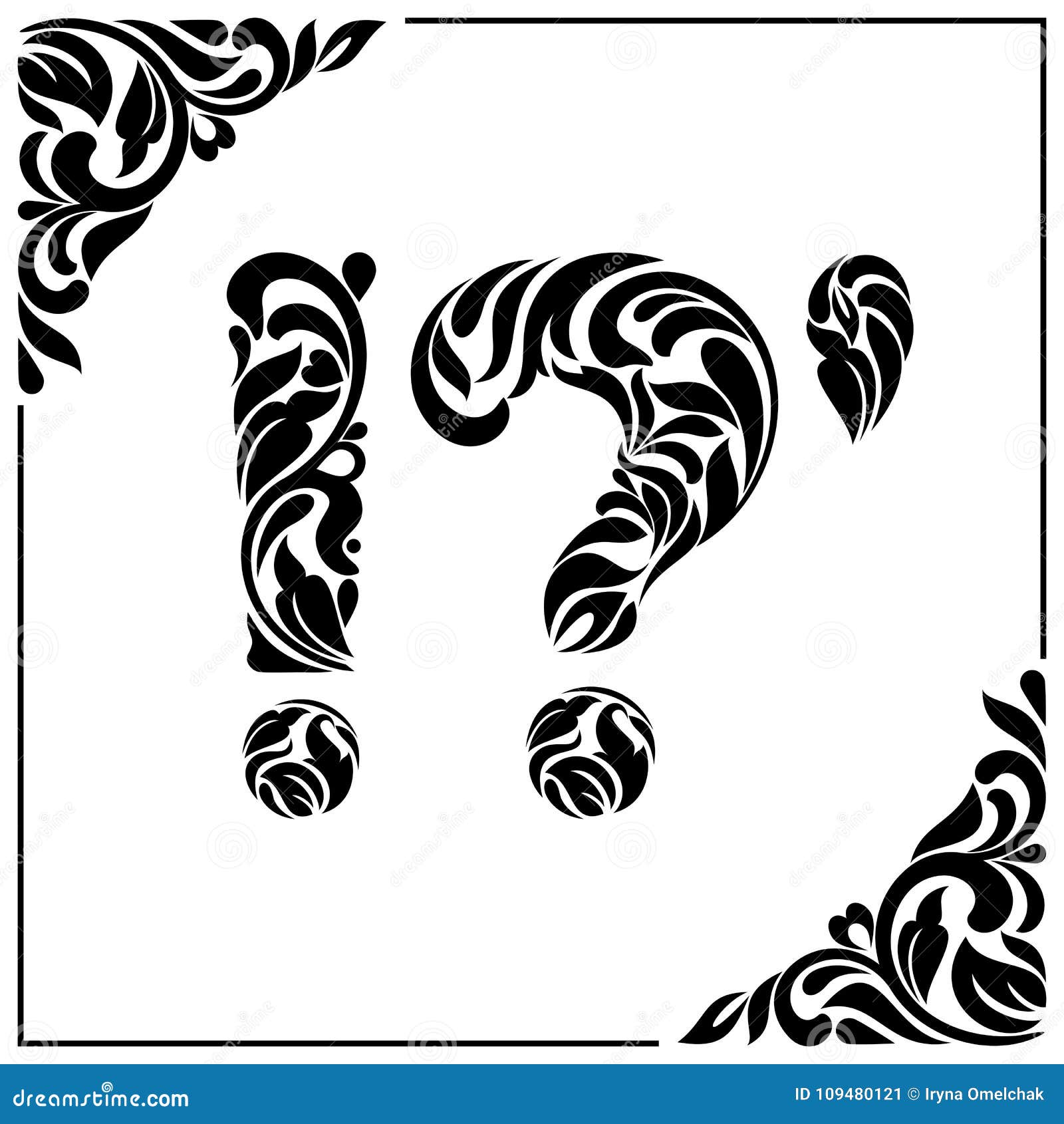 Question Mark, Exclamation Mark and Apostrophe. Decorative Font Made of ...