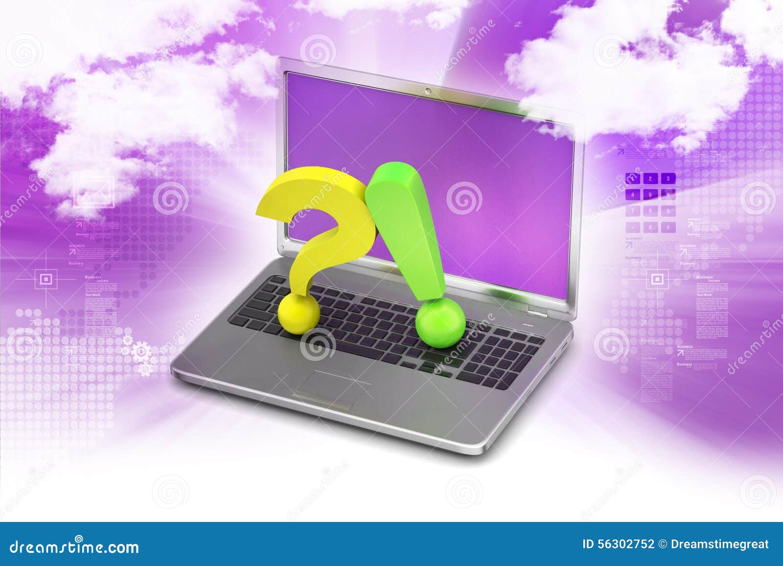 Question Mark with Exclamation Mark with Laptop Stock Photo - Image of ...