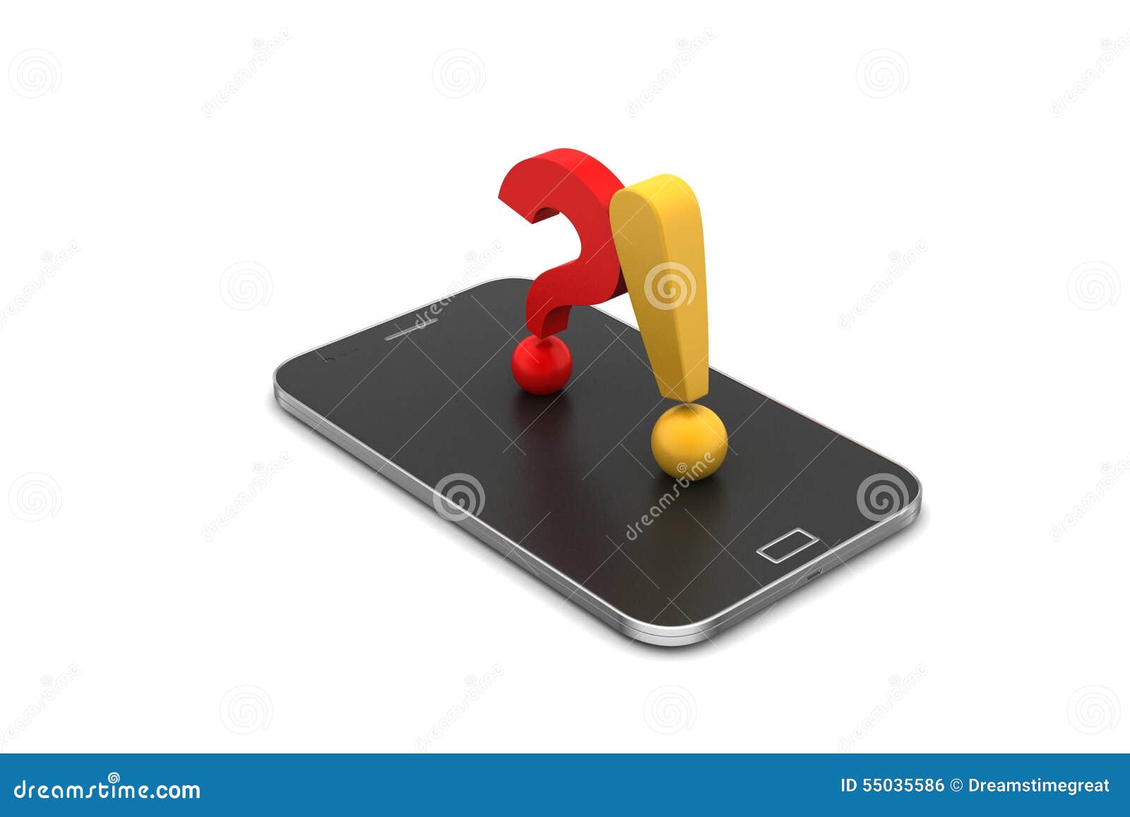Question Mark with Exclamation Mark in a Smart Phone Stock Illustration ...