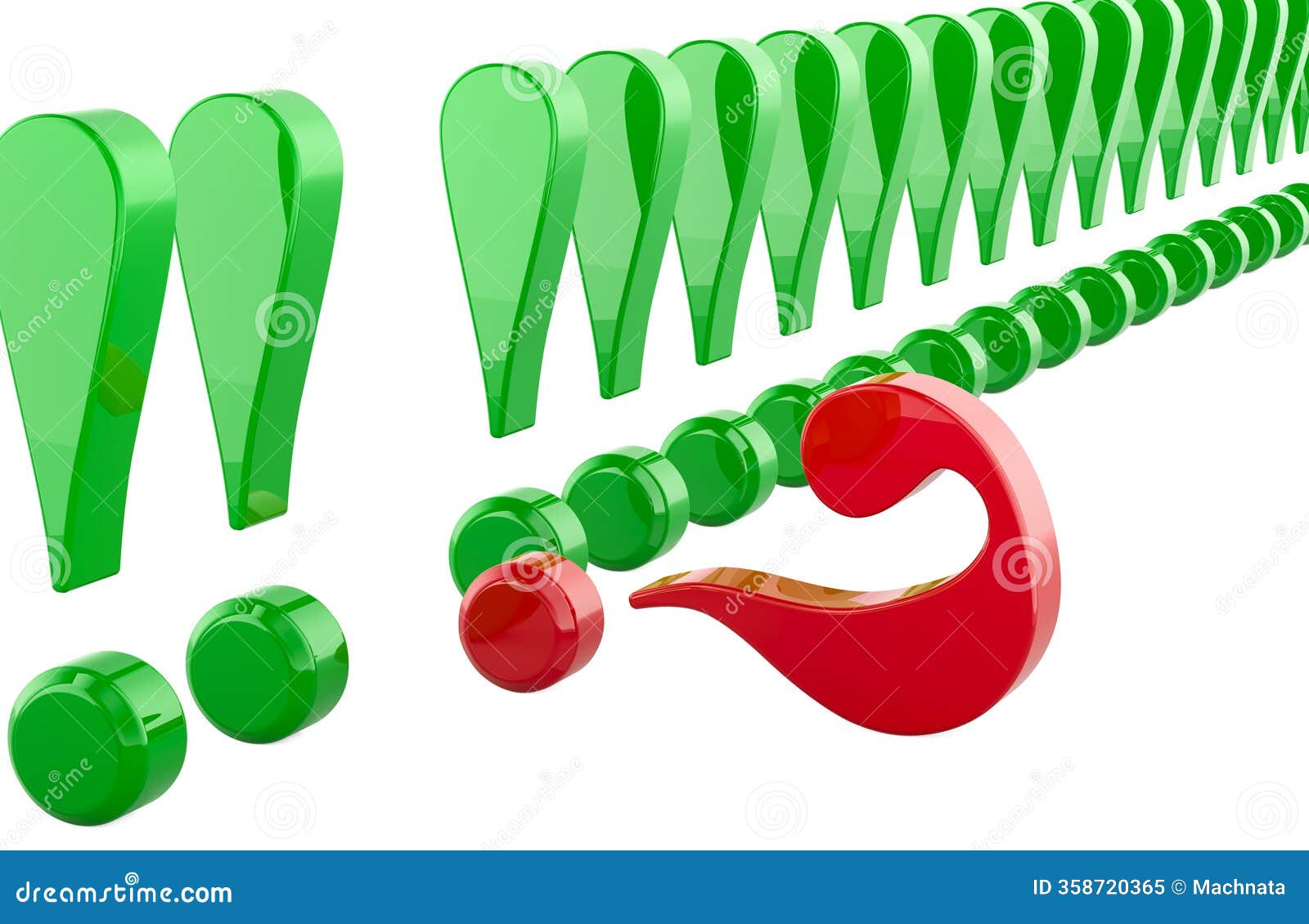 Question Mark among Exclamation Marks. 3D Rendering Stock Illustration ...
