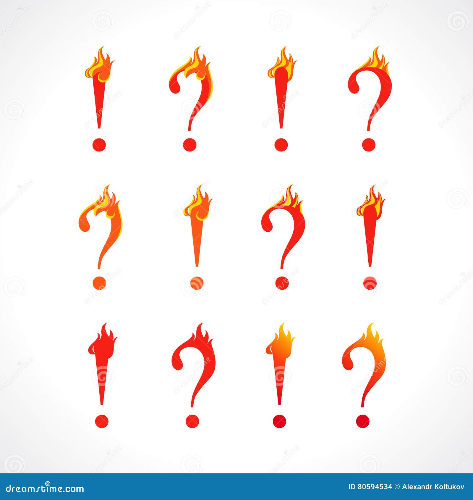Question Mark and Exclamation Point Fire Sign Concept Stock Vector ...