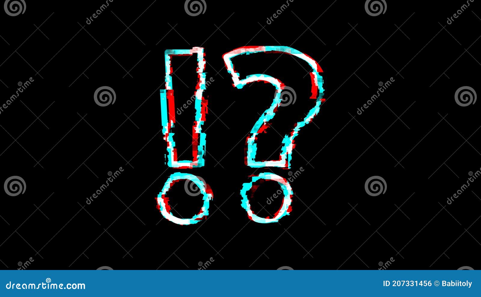 Question Mark and Exclamation Point on Glitch Old Screen Display ...
