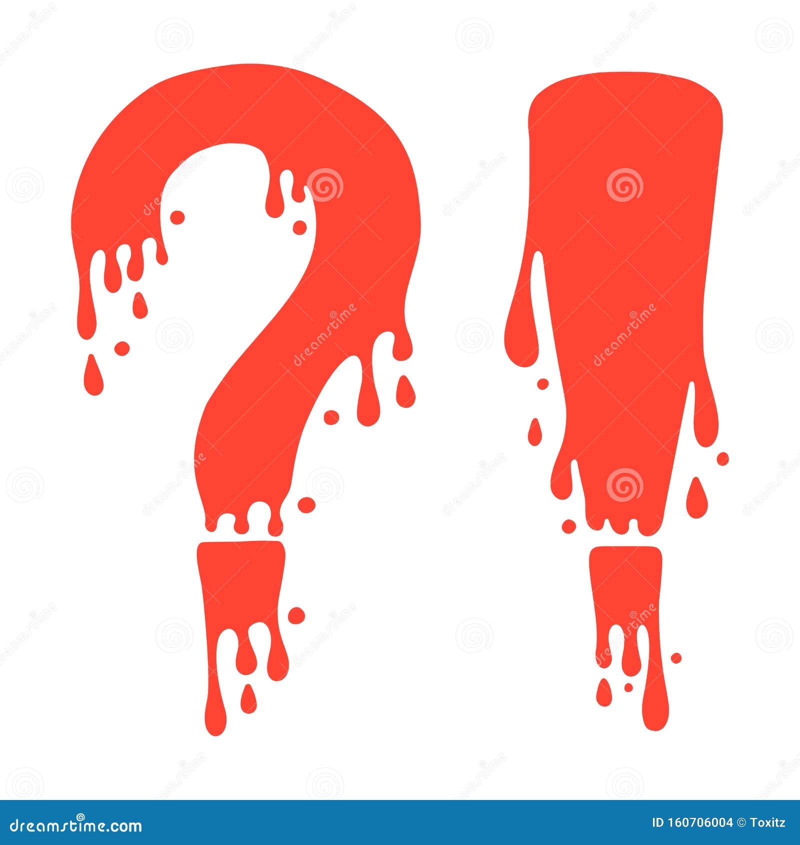 Question Mark and Exclamation Punctuation Point Set. Liquid Dripping ...