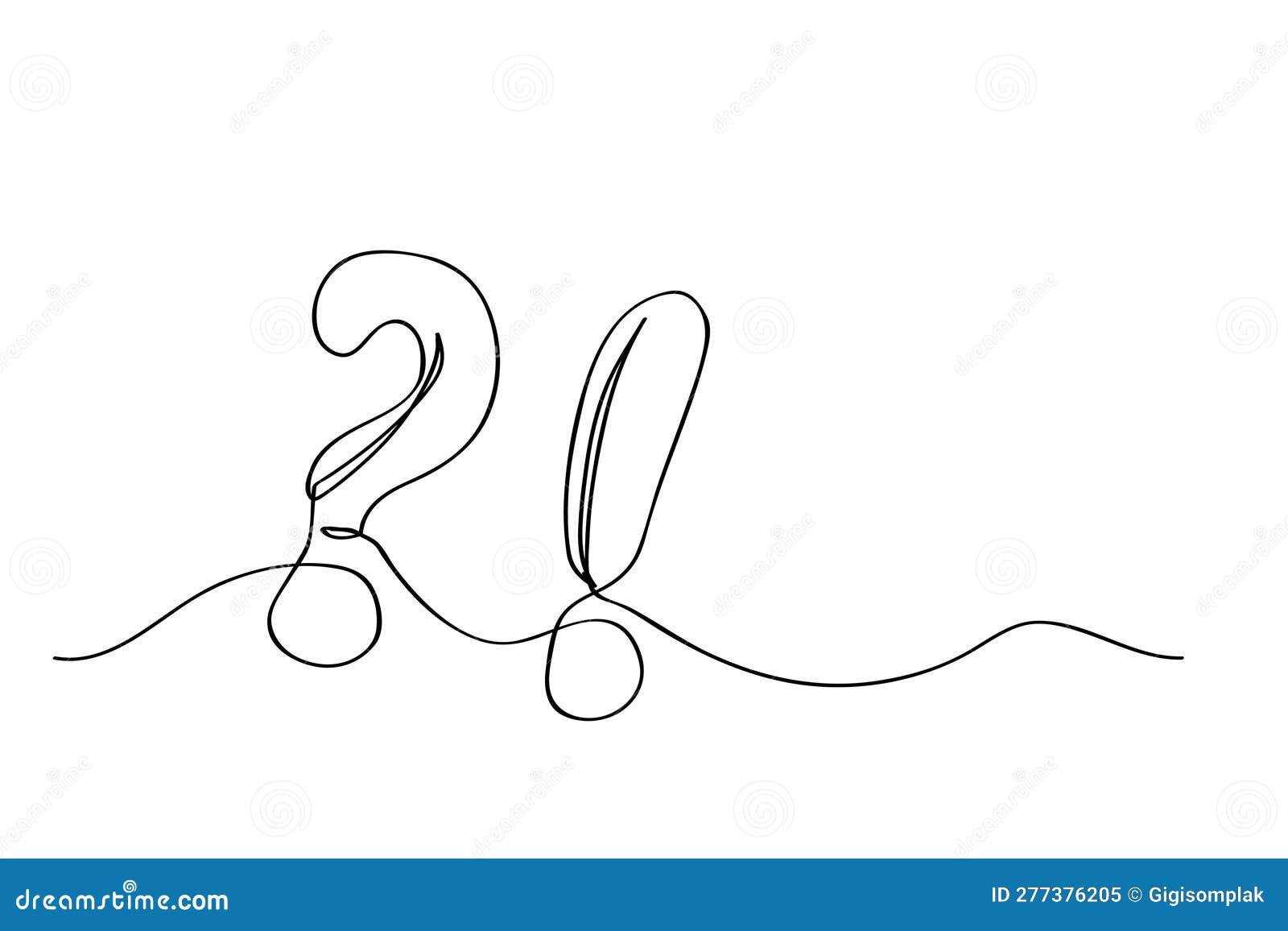 Vector Question Mark and Exclamation, Single or Continuous Line with ...