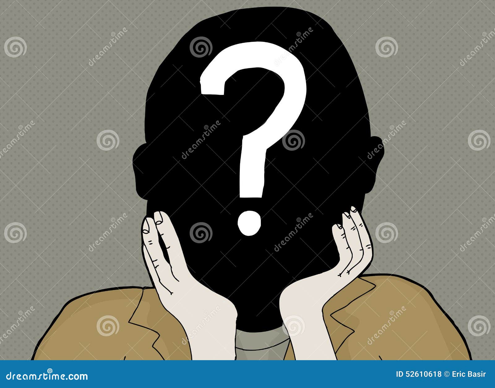 Question Mark in Face stock illustration. Illustration of brown - 52610618