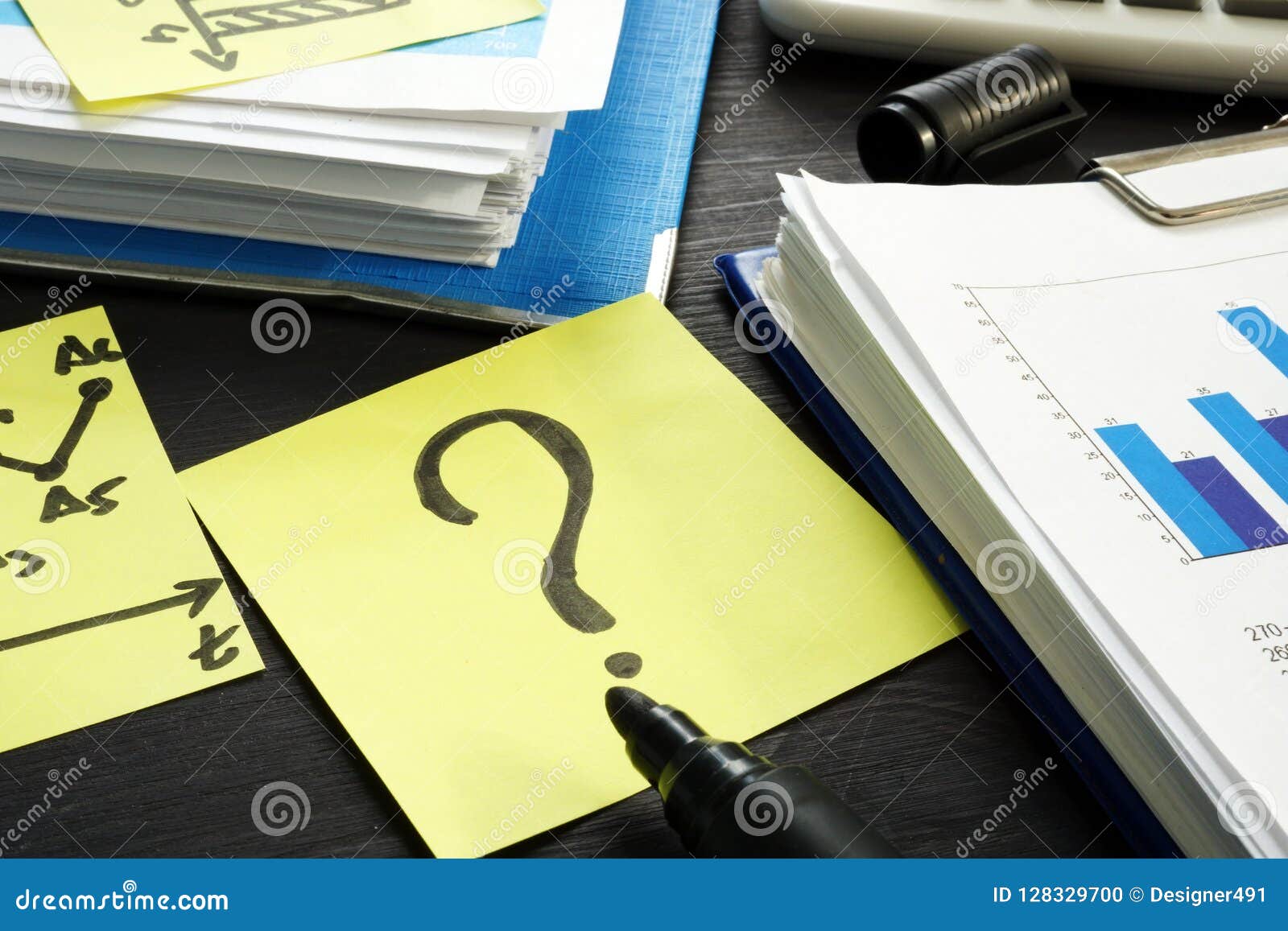 Question Mark and Financial Report. Problems with Business. Stock Photo ...