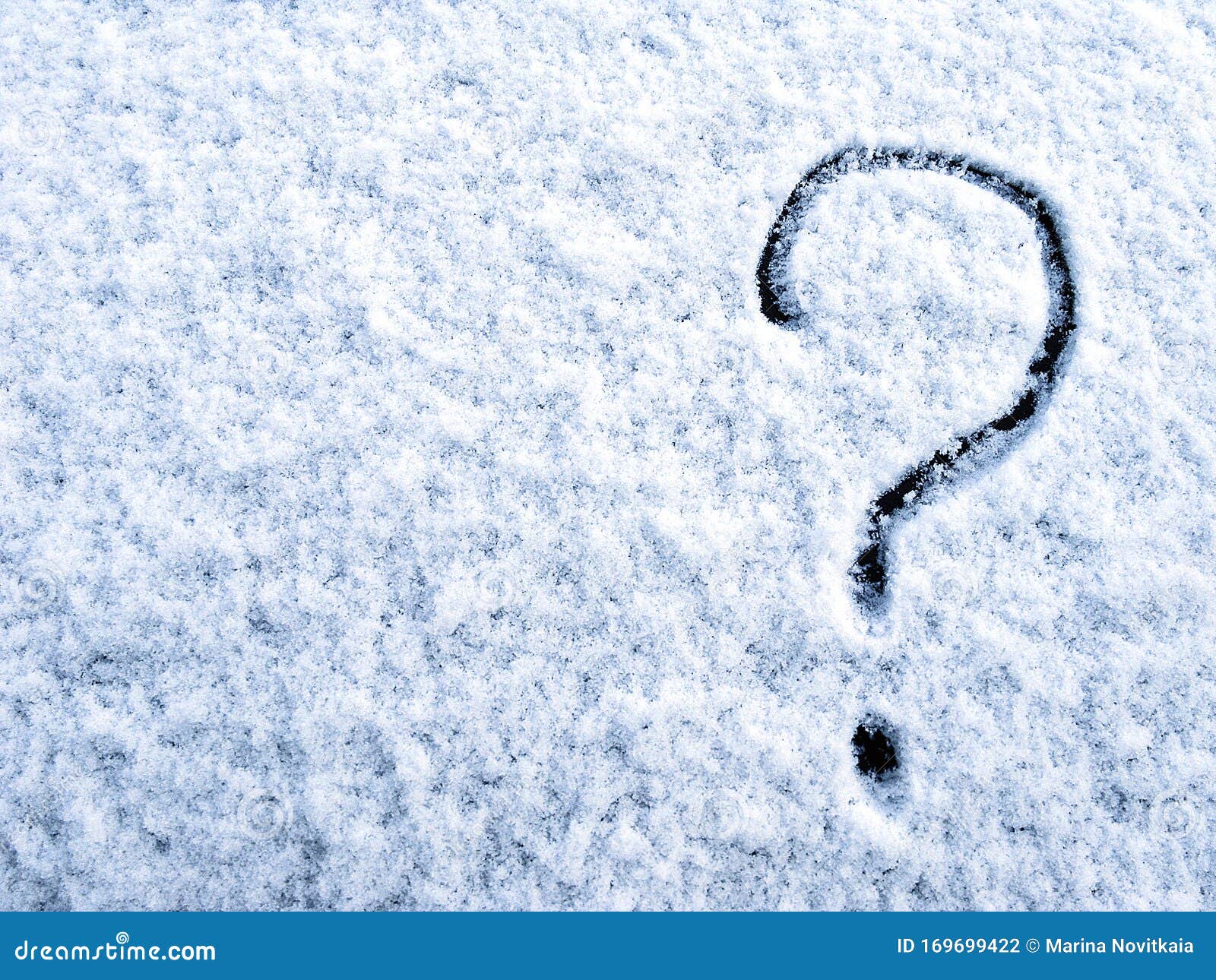 Question Mark on the First Fluffy Snow. Winter. Toned. Copy Space Stock ...