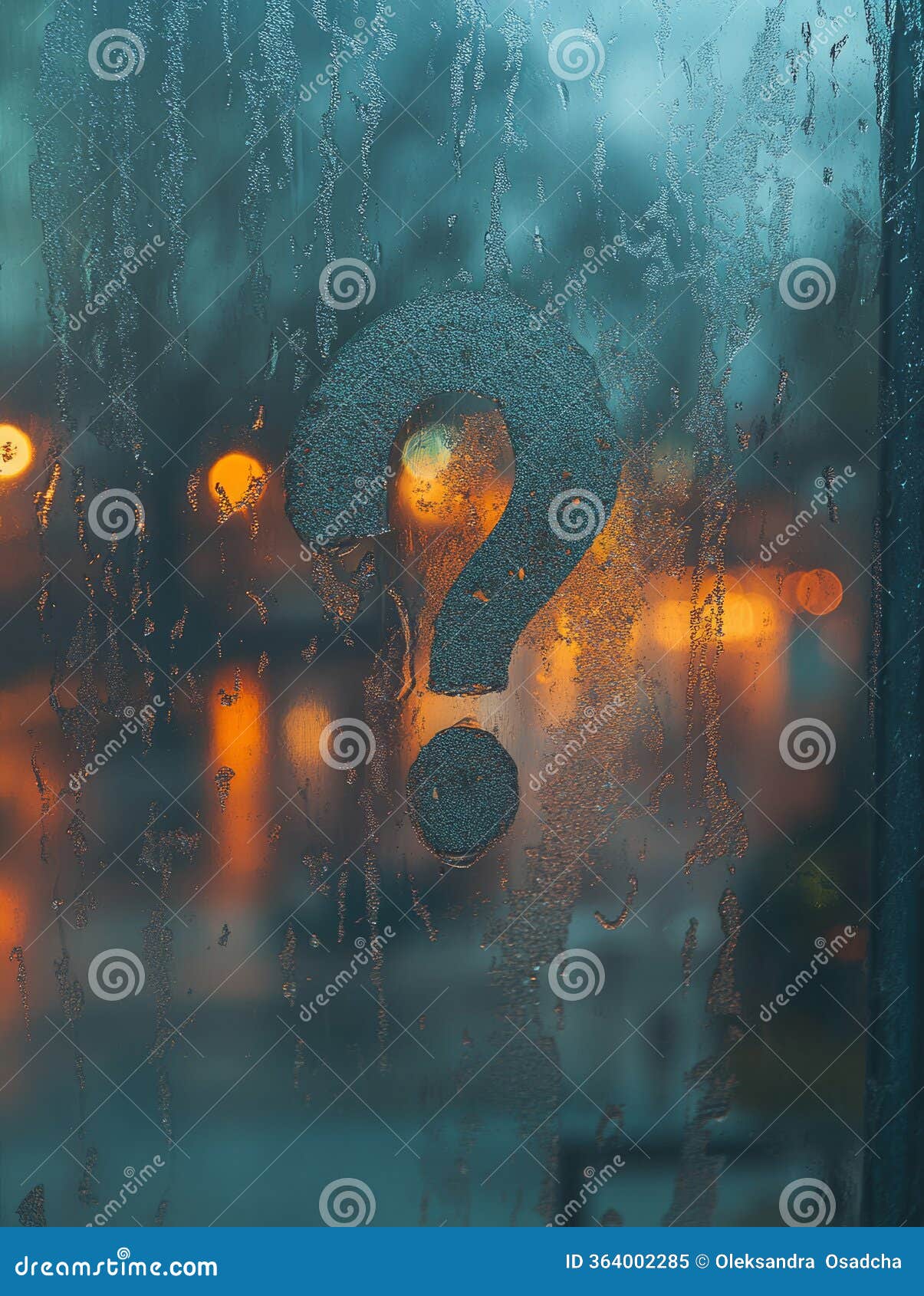 Question Mark On Fogged Glass Window In The Rain. Royalty-Free Stock ...
