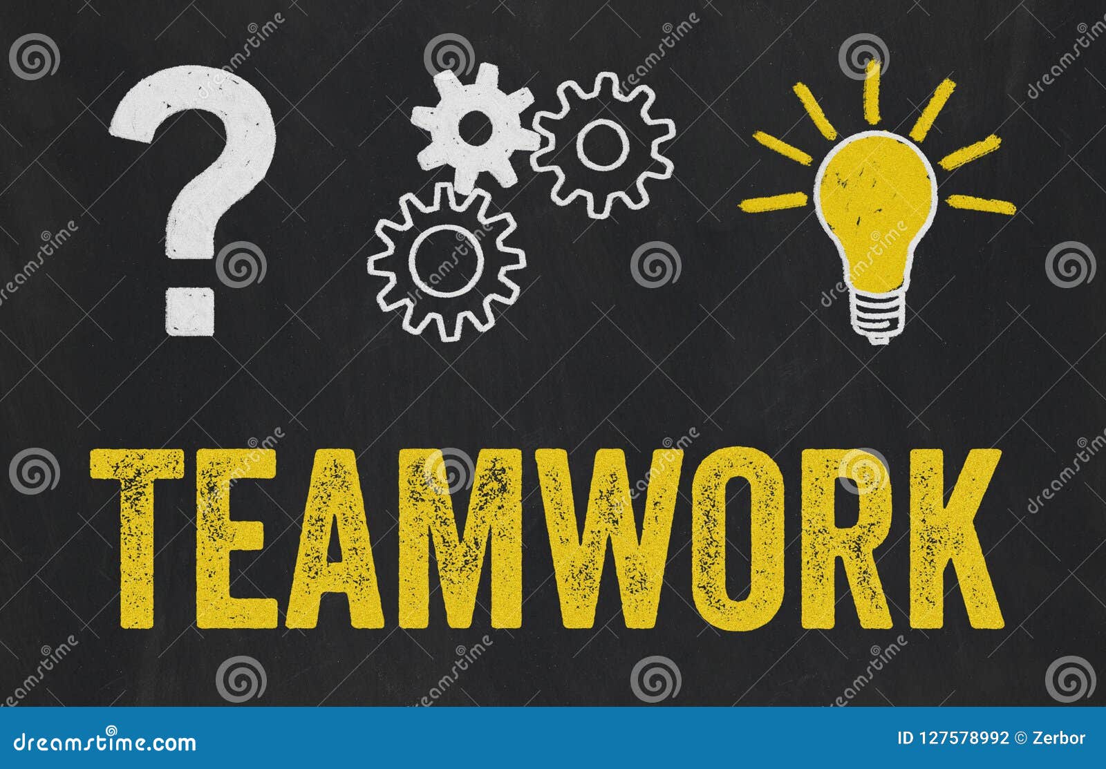 Question Mark, Gears, Light Bulb Concept - Teamwork Stock Illustration ...