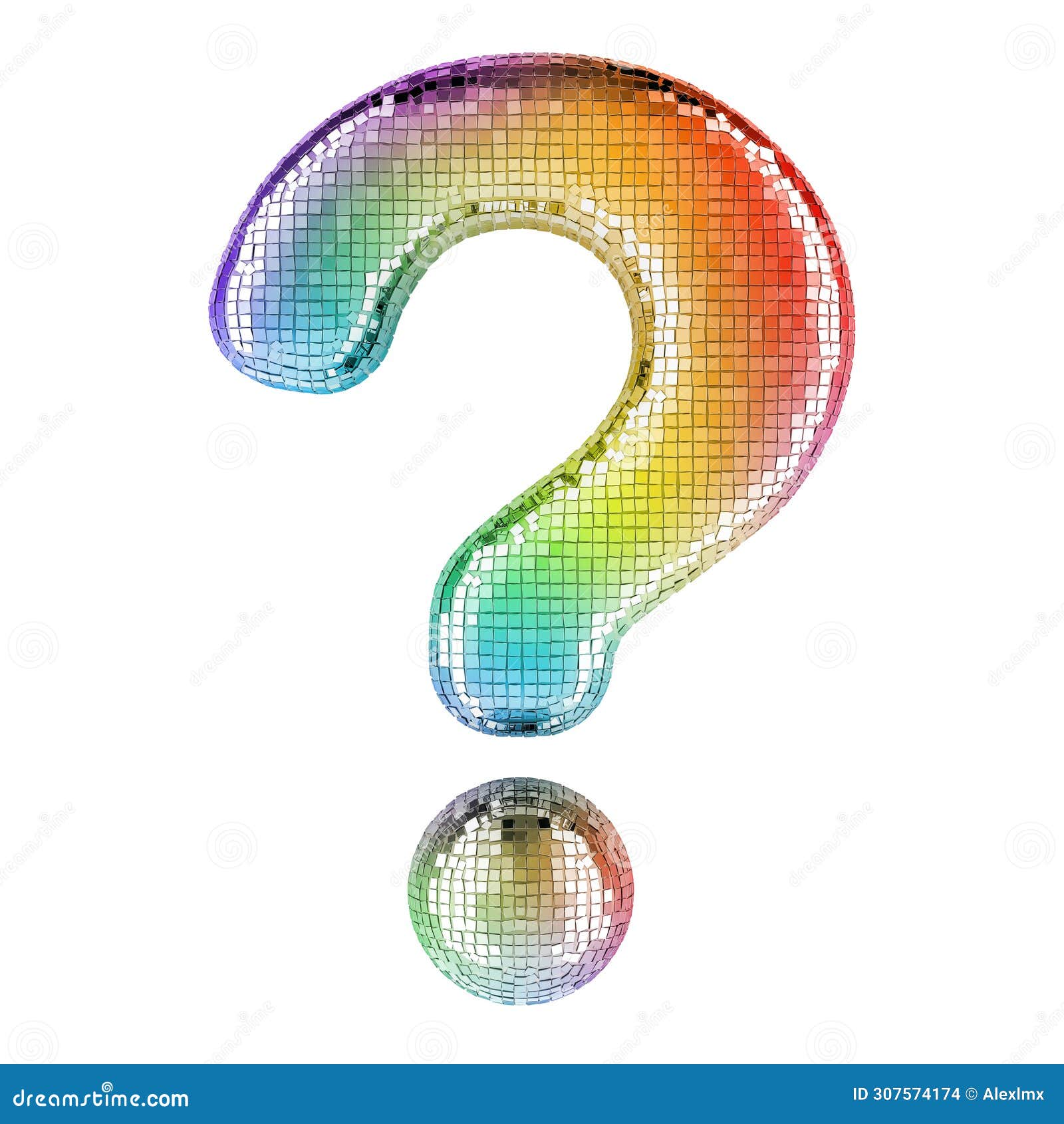 Question Mark from Glitter Mirror Facets. 3D Rendering Stock ...