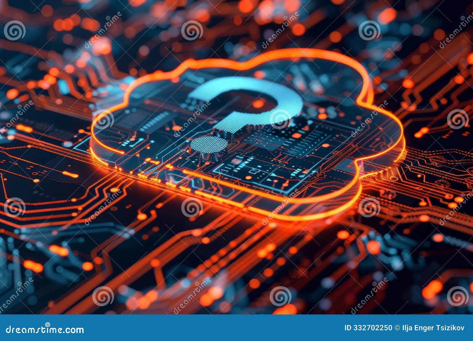 Question Mark on Glowing Circuit Board, Cloud Computing and Technology ...