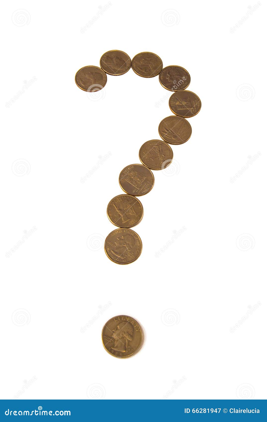 Question Mark from Gold Coins on White Background Stock Image - Image ...