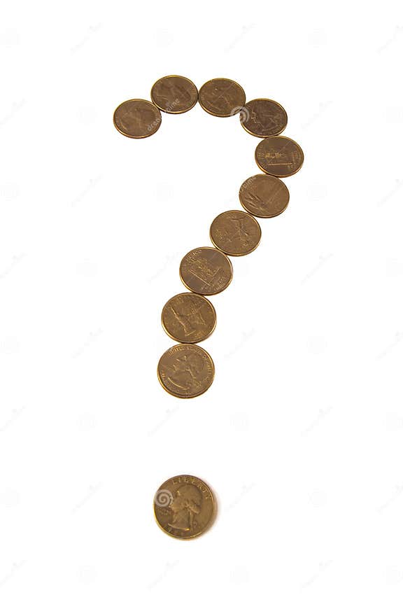 Question Mark from Gold Coins on White Background Stock Image - Image ...