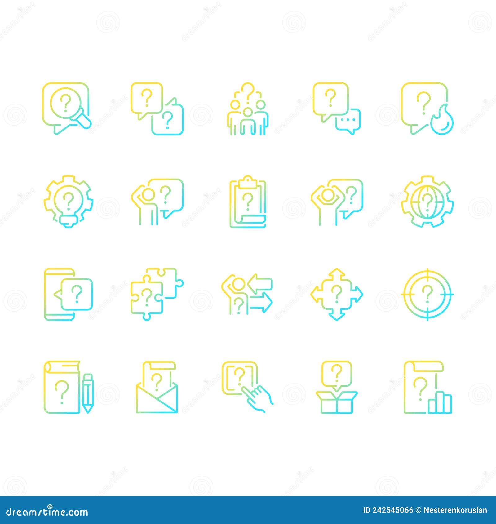 Question Mark Gradient Linear Vector Icons Set Stock Vector ...