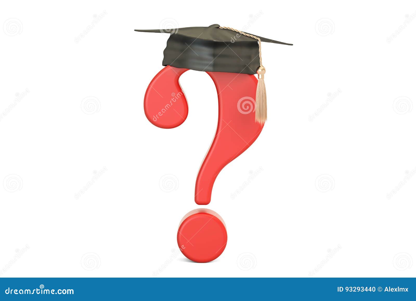 Question Mark with Graduation Cap, 3D Rendering Stock Illustration ...