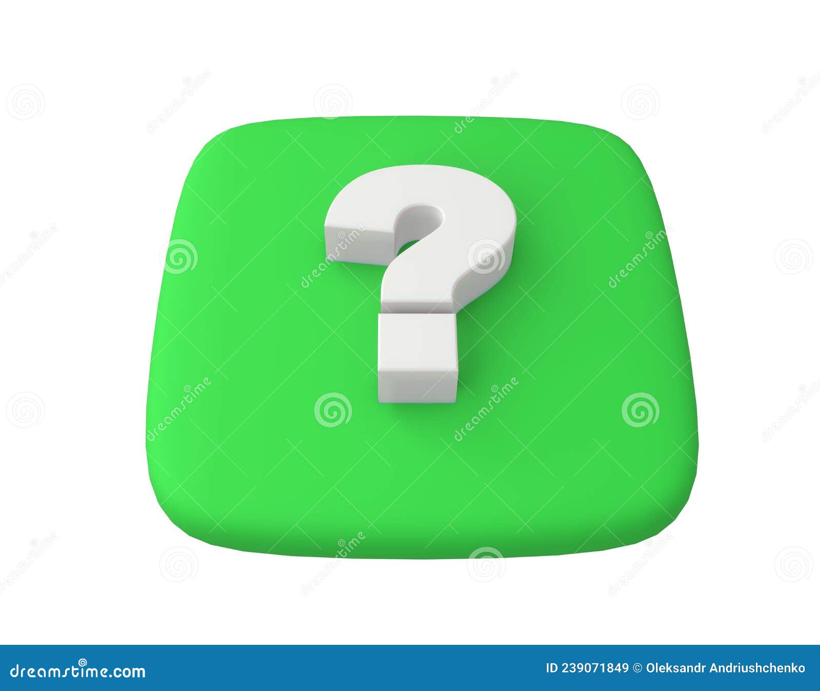 Question Mark. Green Key with Raised `question` Symbol. Toy Rendering ...