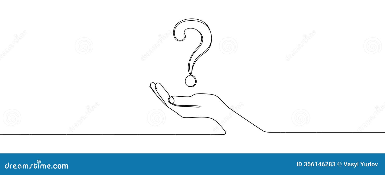 Question Mark in a Hand One Line Art, Hand Drawn Asking Signs ...