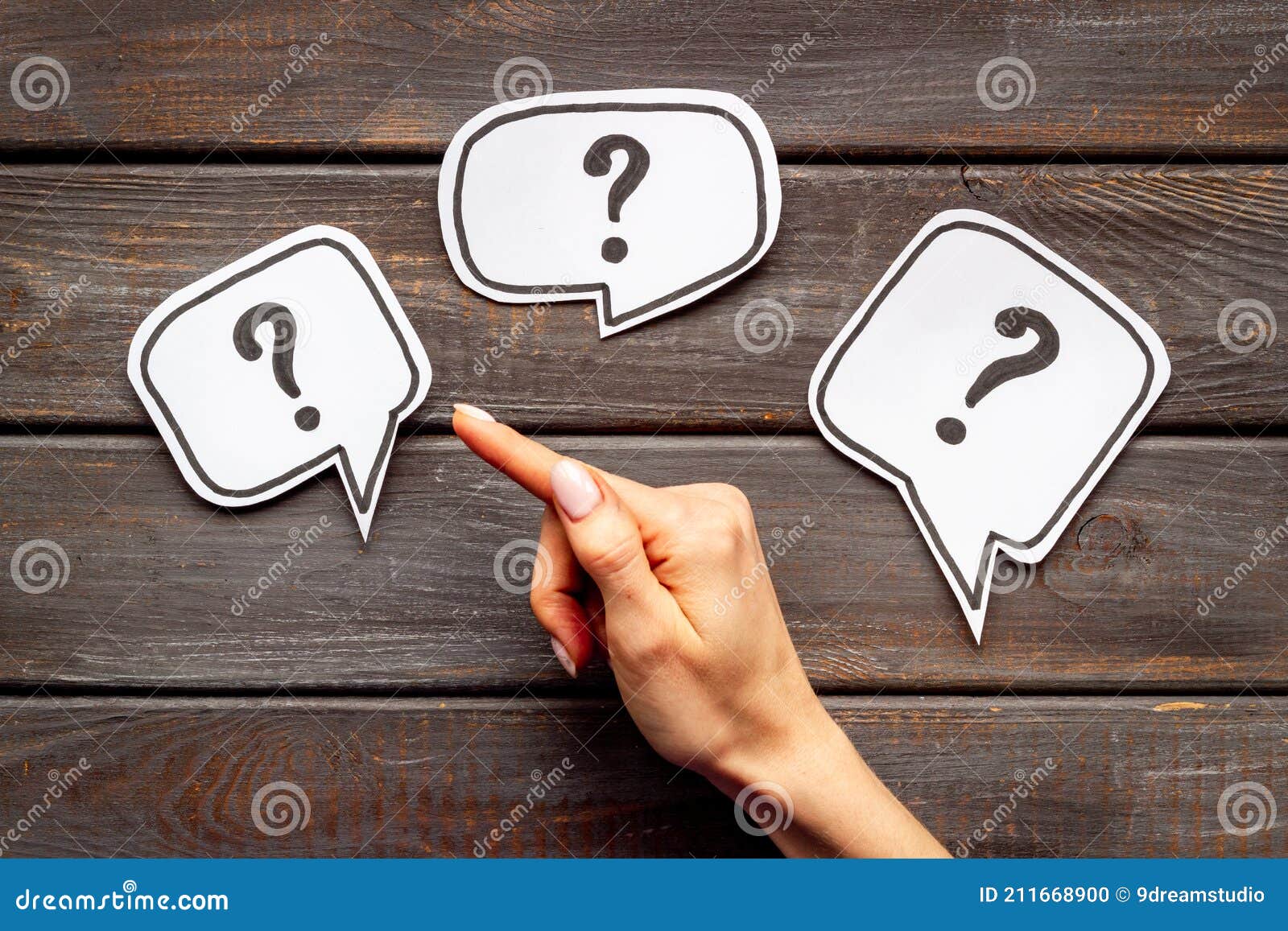 Question Mark with Hand Pointing To a Sign. FAQ or Search Information ...