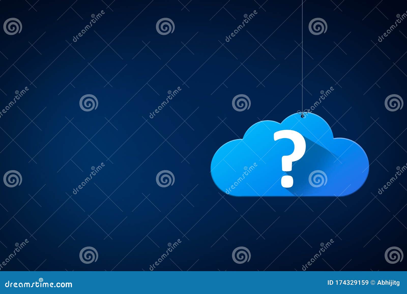 Question Mark Hanging Cloud Concept On Blue Background, Hanging ...